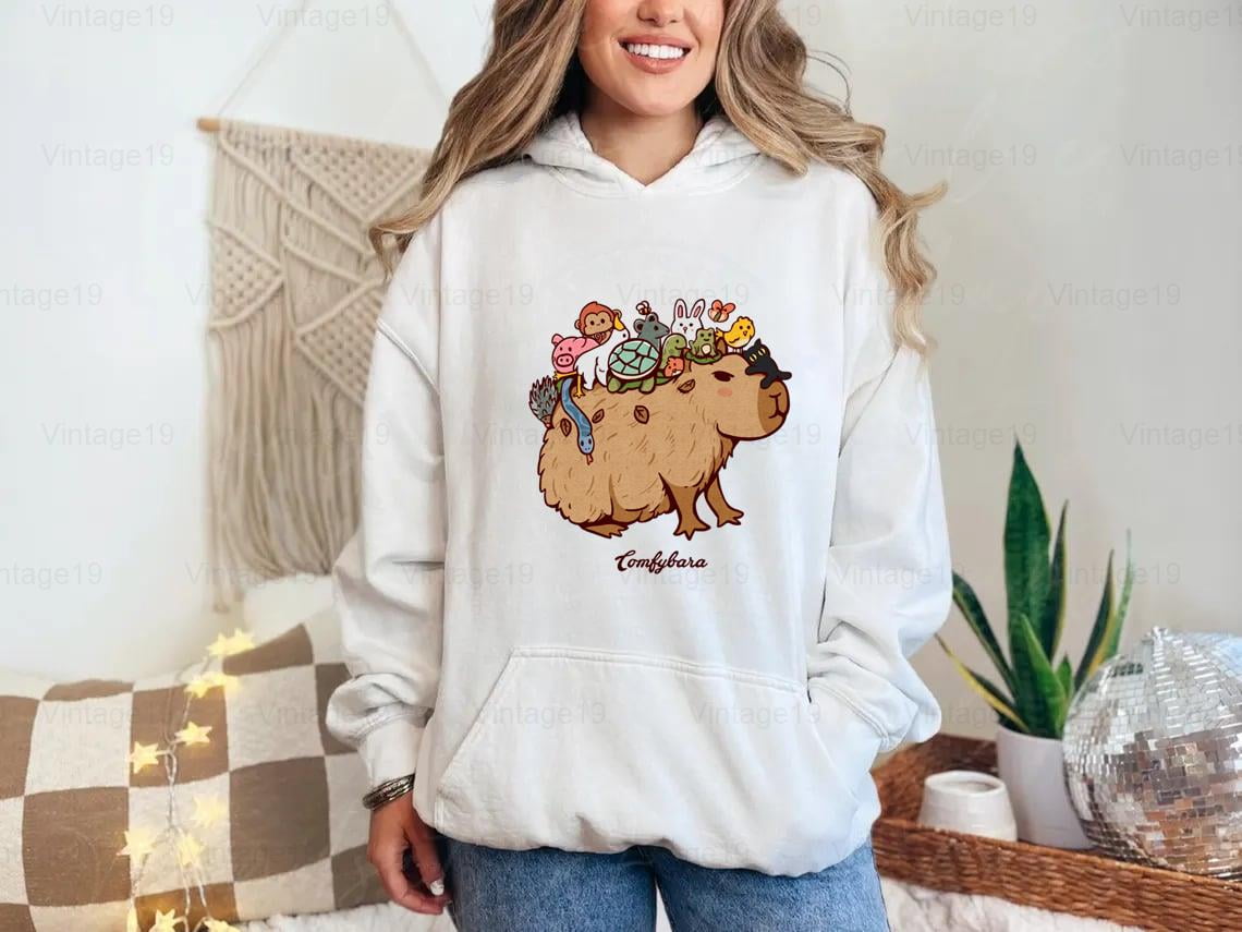 Comfybara Hoodie with Cozy Cute Capybara Lover Aesthetic, for men ...