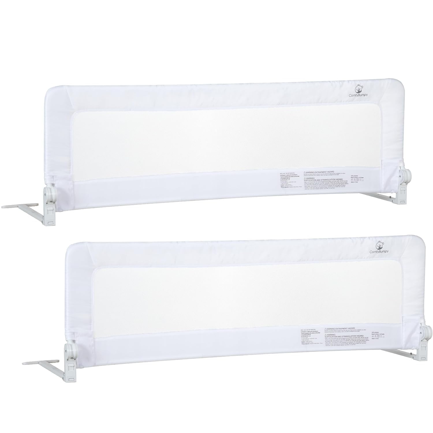 Comfybumpy Toddler Bed Rail Guard – White Long Version (55.5" x 19.5 ...
