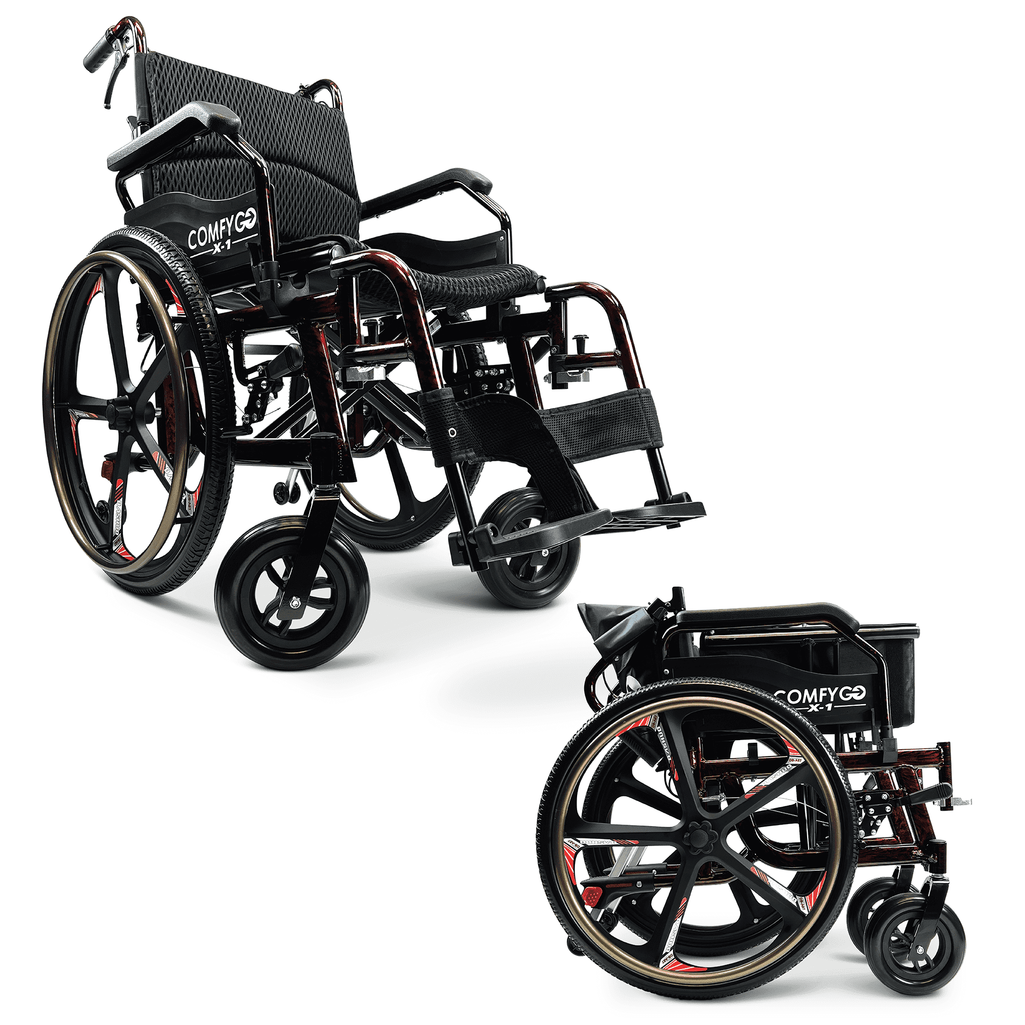 Comfygo Ultra Lightweight Manual Wheelchair for Adults - 17.5-Inch Seat ...