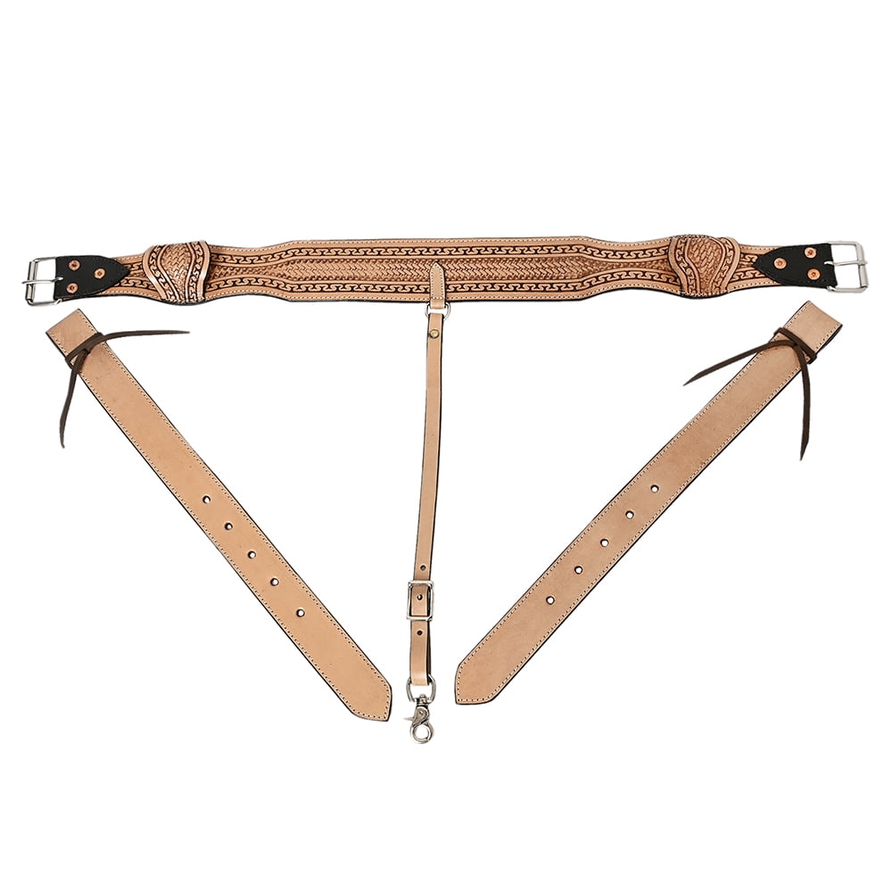 Comfytack Horse Saddle Flank Cinch Girth Handtooled Leather W/ Billets ...