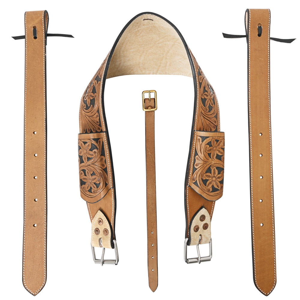 Comfytack Horse Saddle Flank Cinch Girth Handtooled Leather W/ Billets ...