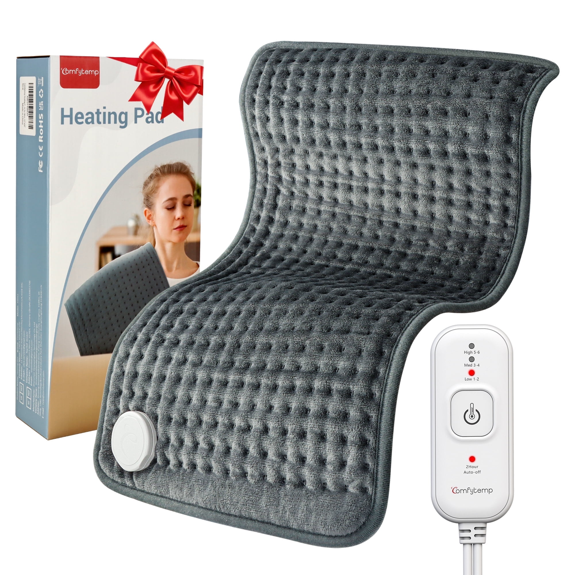 Comfytemp Electric Heating Pad with Controller and 6 Heat Settings ...