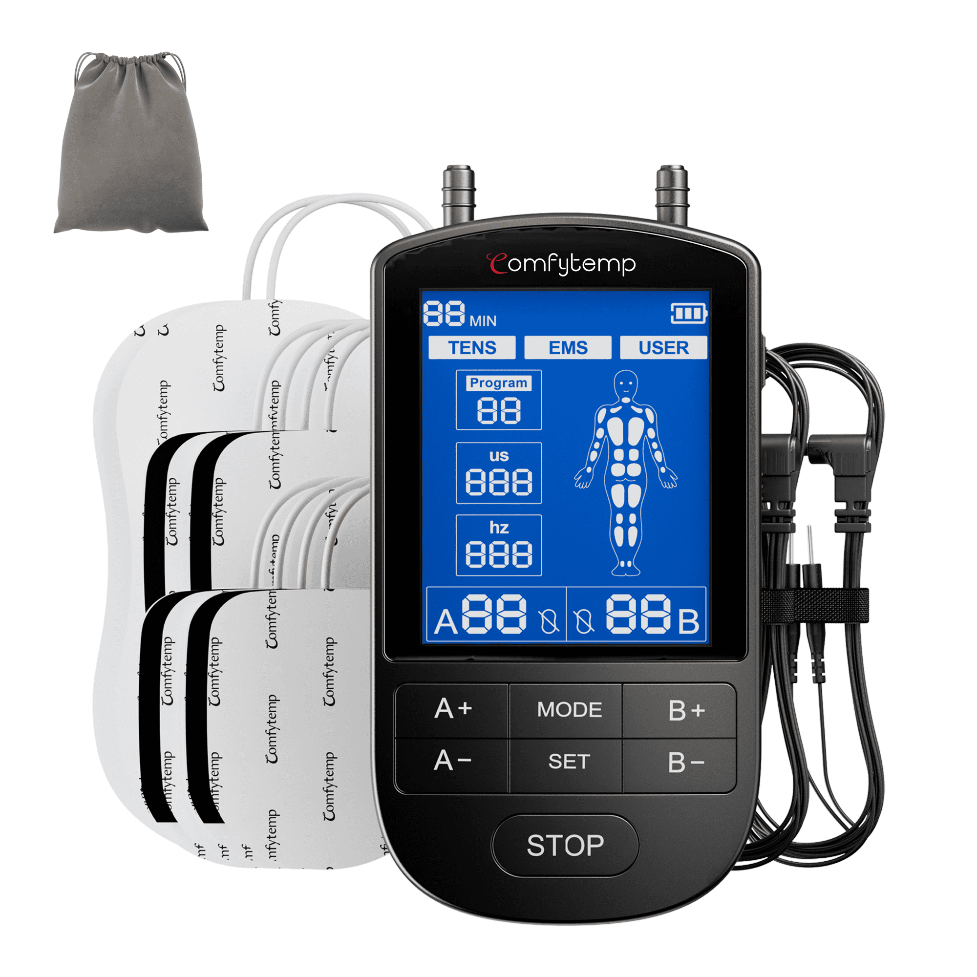 Comfytemp TENS Unit Muscle Stimulator, 24 Modes DIY Massage for Back ...