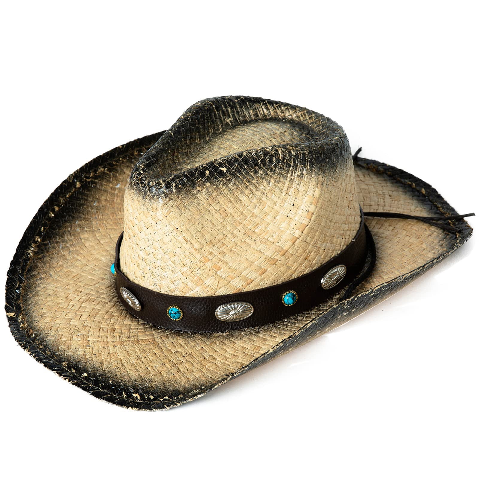 Comhats Cowboy Hats for Women Cowgirl Western Style Round Up Straw ...