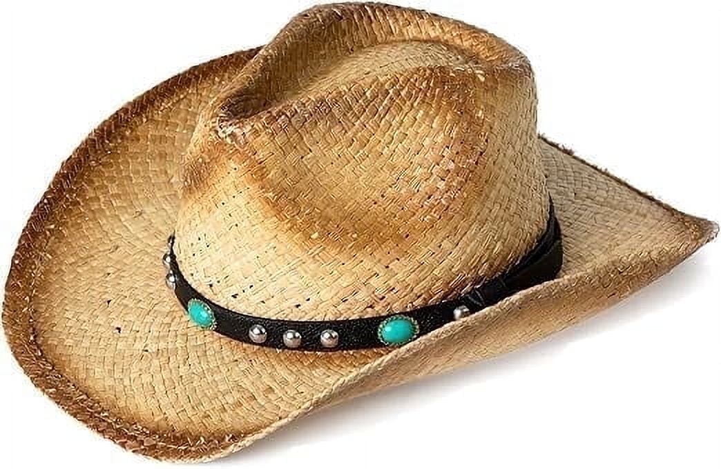 Comhats Western Round Up Straw Cowboy Hat for Women Men Shapeable Brim ...