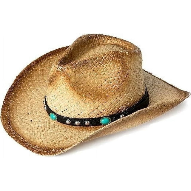Comhats Western Round Up Straw Cowboy Hat for Women Men Shapeable Brim ...