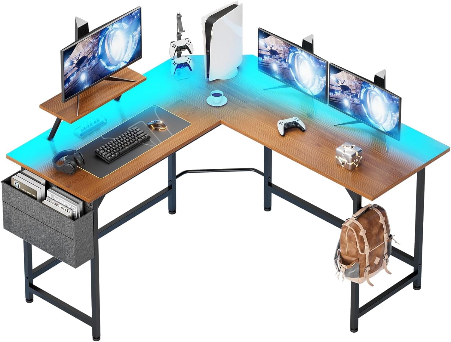 Comhoma 51" H L Shaped Corner Computer Desk with Monitor Stand and ...