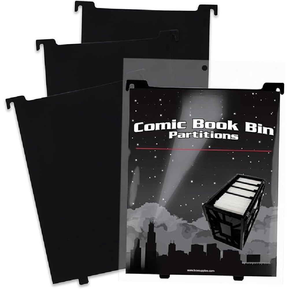 Comic Bin Partitions, Black, 3 Pack, Exclusive Organizer for Short and ...