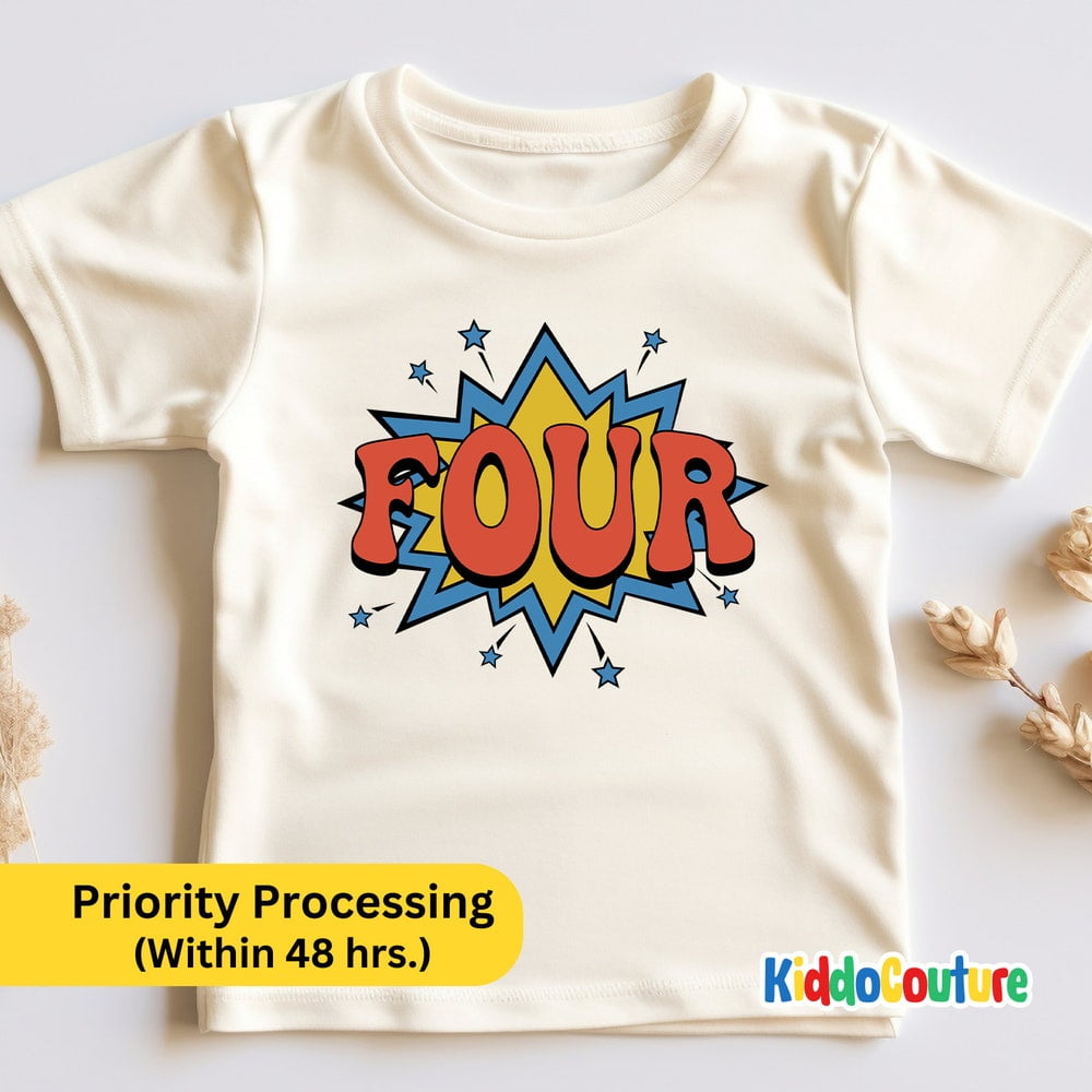 Comic Birthday Shirt, Four Comic Birthday Shirt, Comic Book 4Th ...