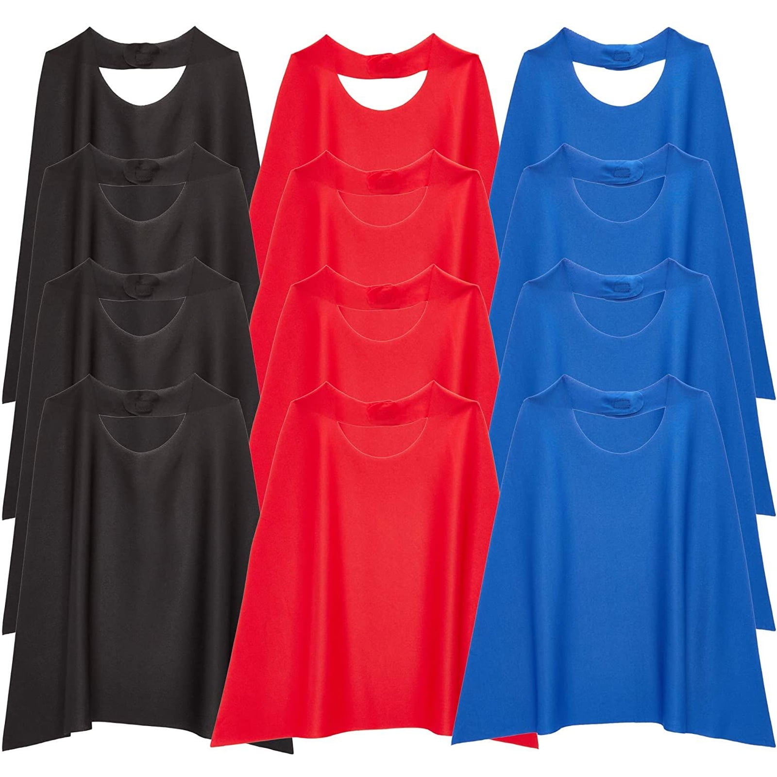 Comic Book Dress Up Capes for Kids Costumes (Black, Red, Blue, 12 Pack ...