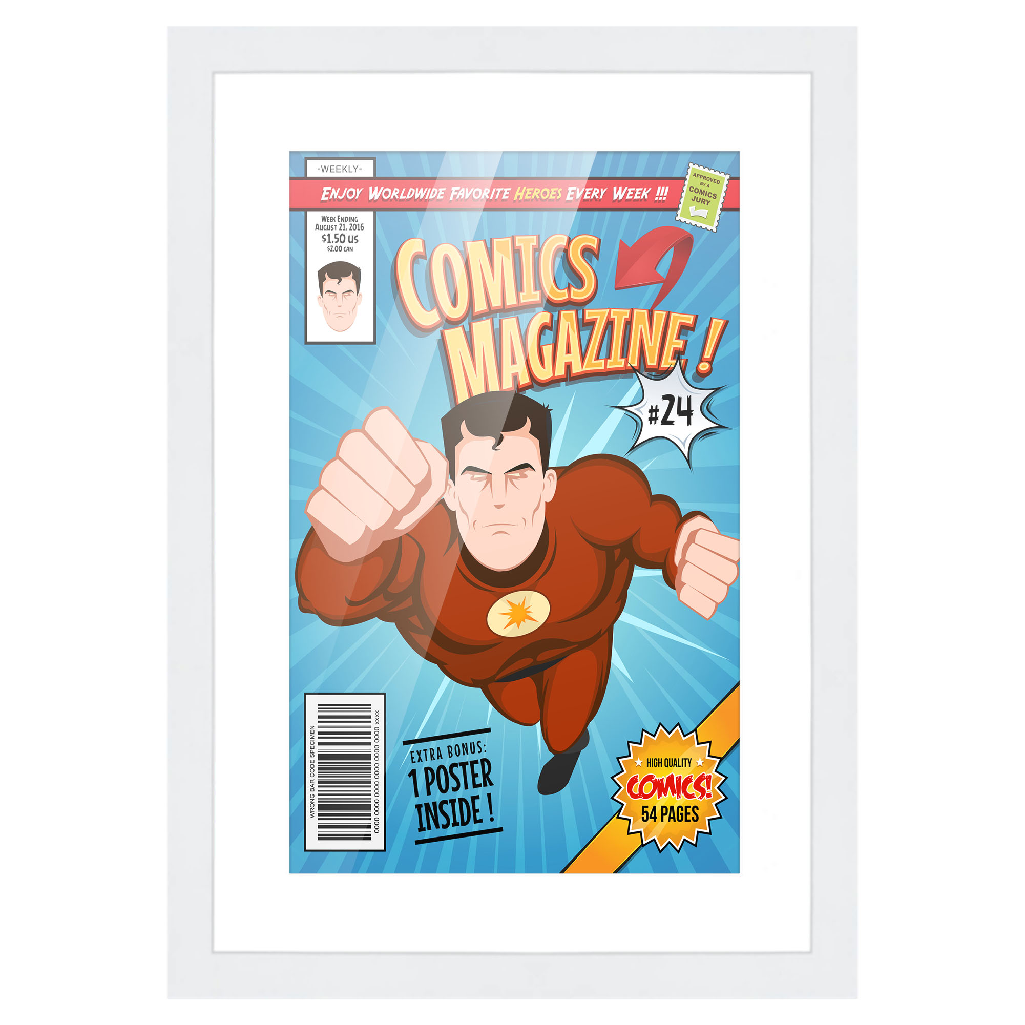 Comic Book Frame Wall Display with Mat for 1 Current Era Comic ...