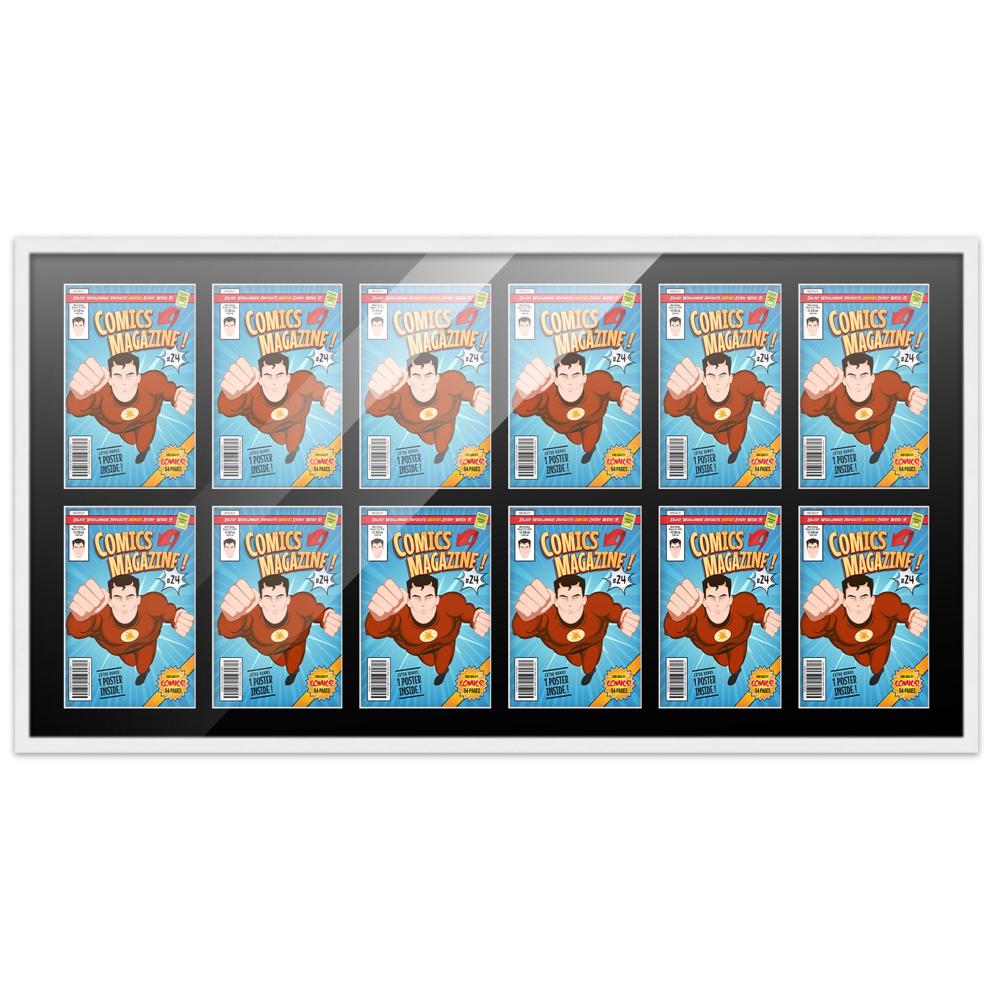 Comic Book Frame Wall Display with Mat for 12 Bronze Age Comics ...