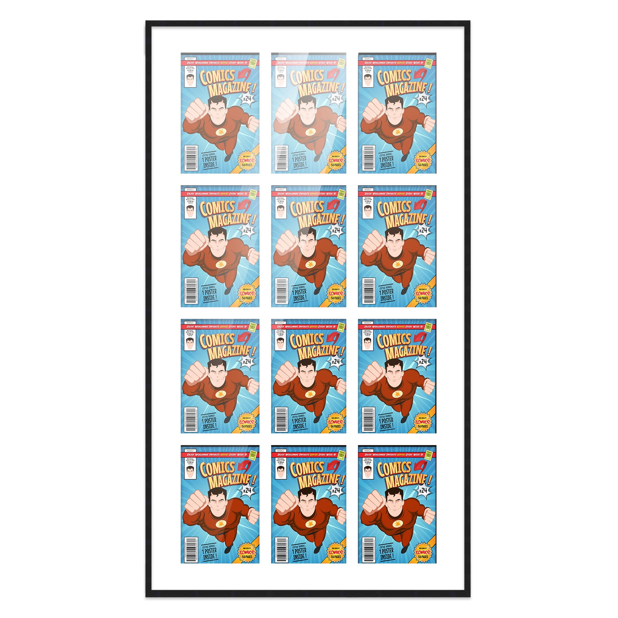 Comic Book Frame Wall Display with Mat for 12 Current Era Comics ...
