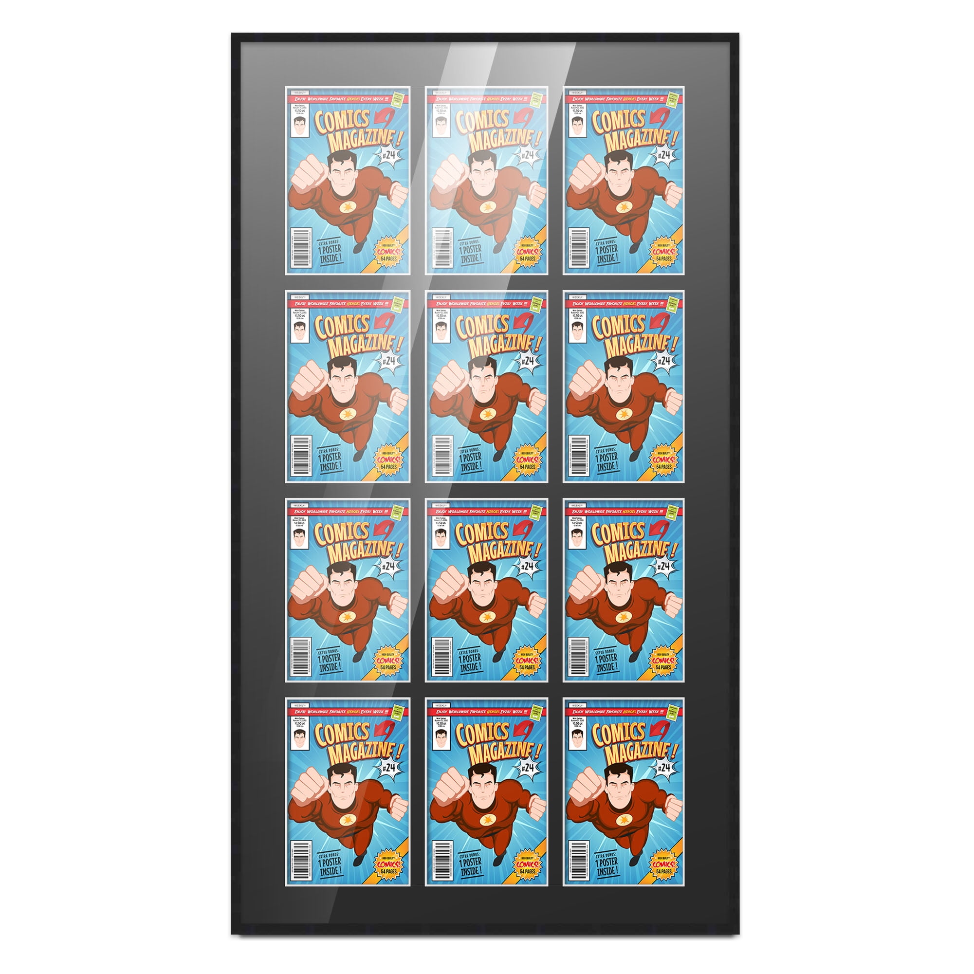 Comic Book Frame Wall Display with Mat for 12 Current Era Comics ...
