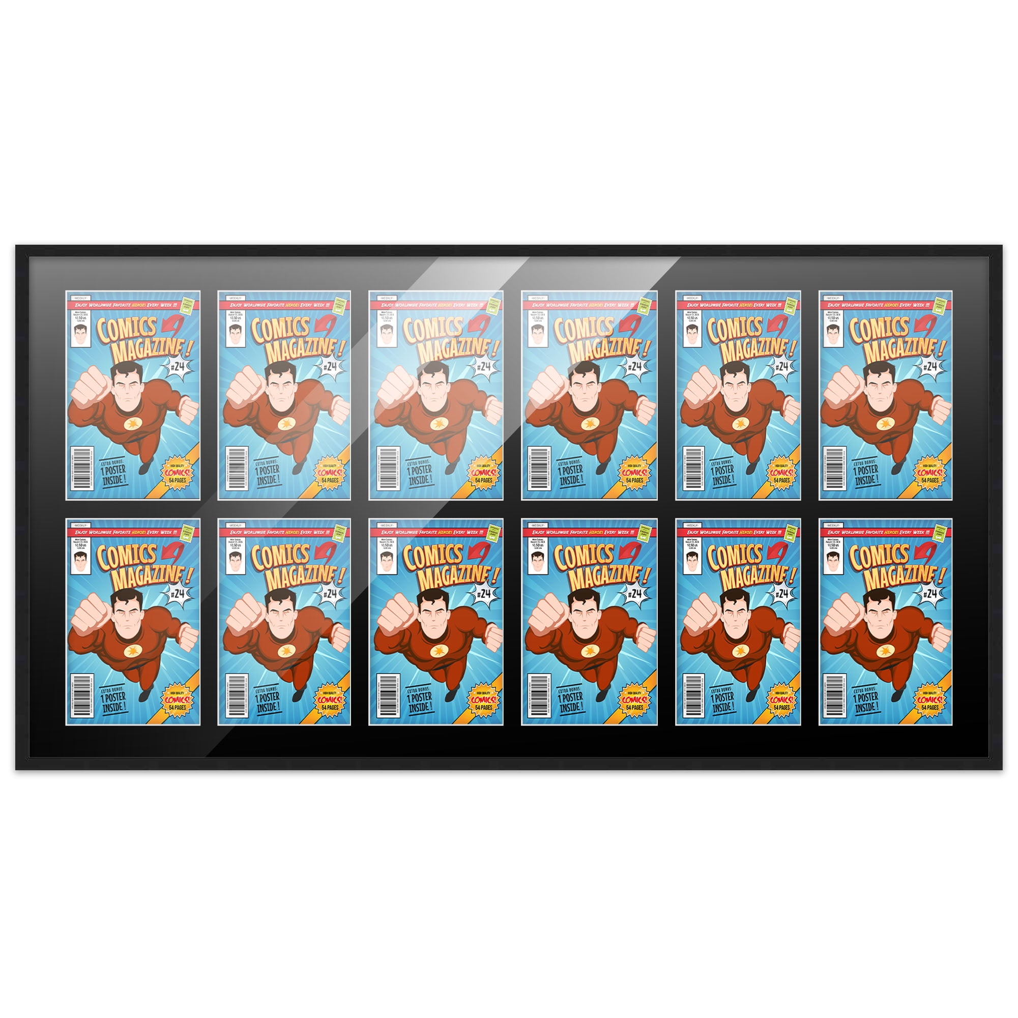 Comic Book Frame Wall Display with Mat for 12 Current Era Comics ...