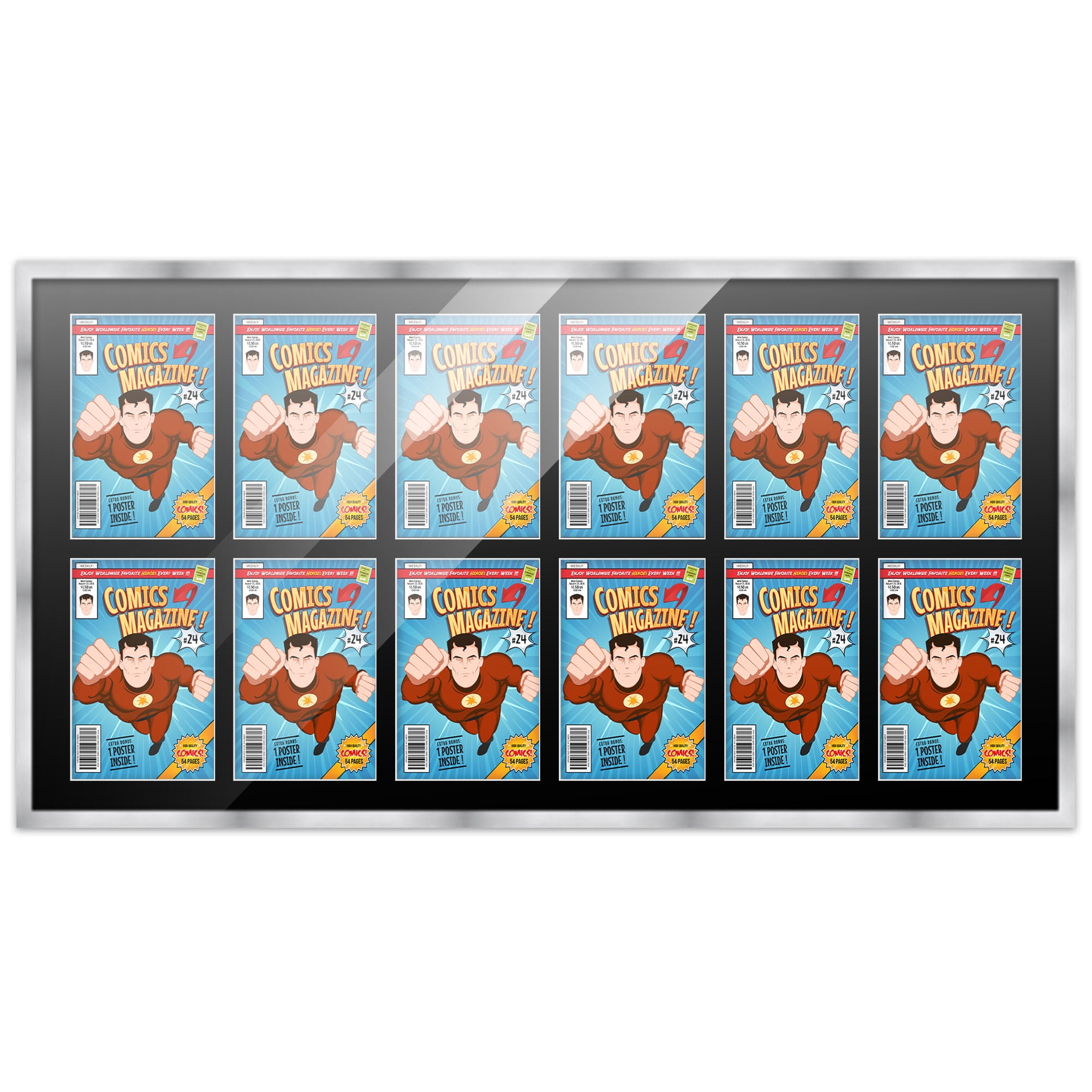 Comic Book Frame Wall Display with Mat for 12 Current Era Comics ...