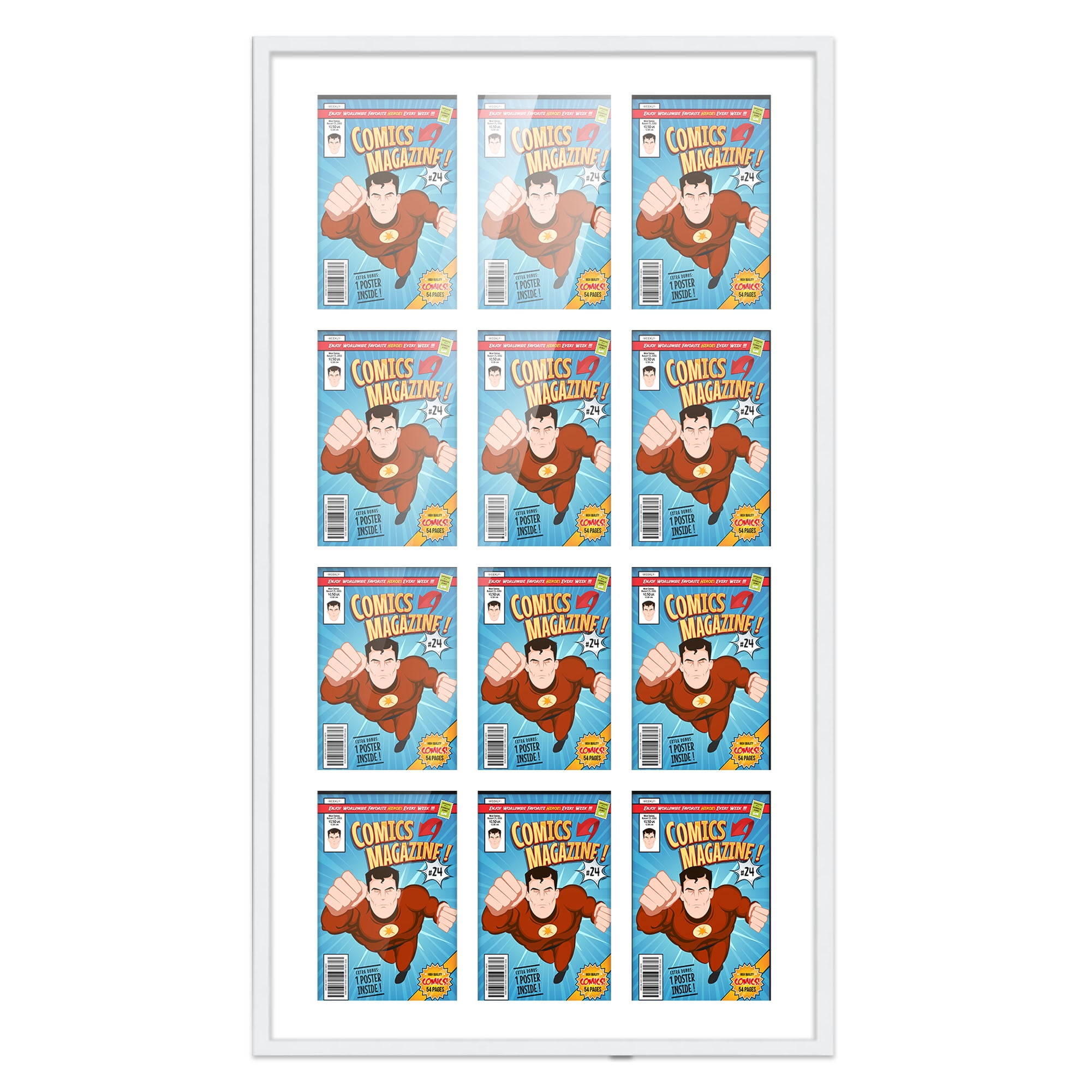 Comic Book Frame Wall Display with Mat for 12 Current Era Comics ...