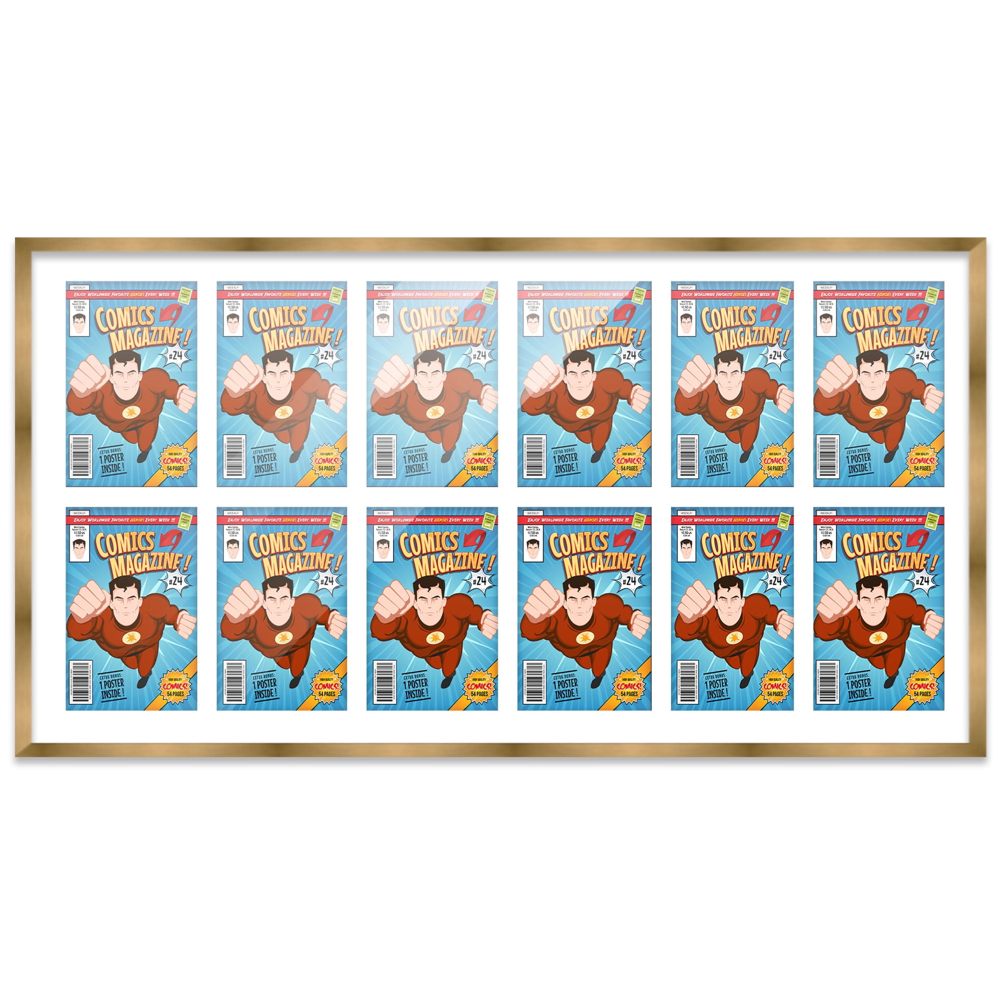 Comic Book Frame Wall Display with Mat for 12 Golden Age Comics ...
