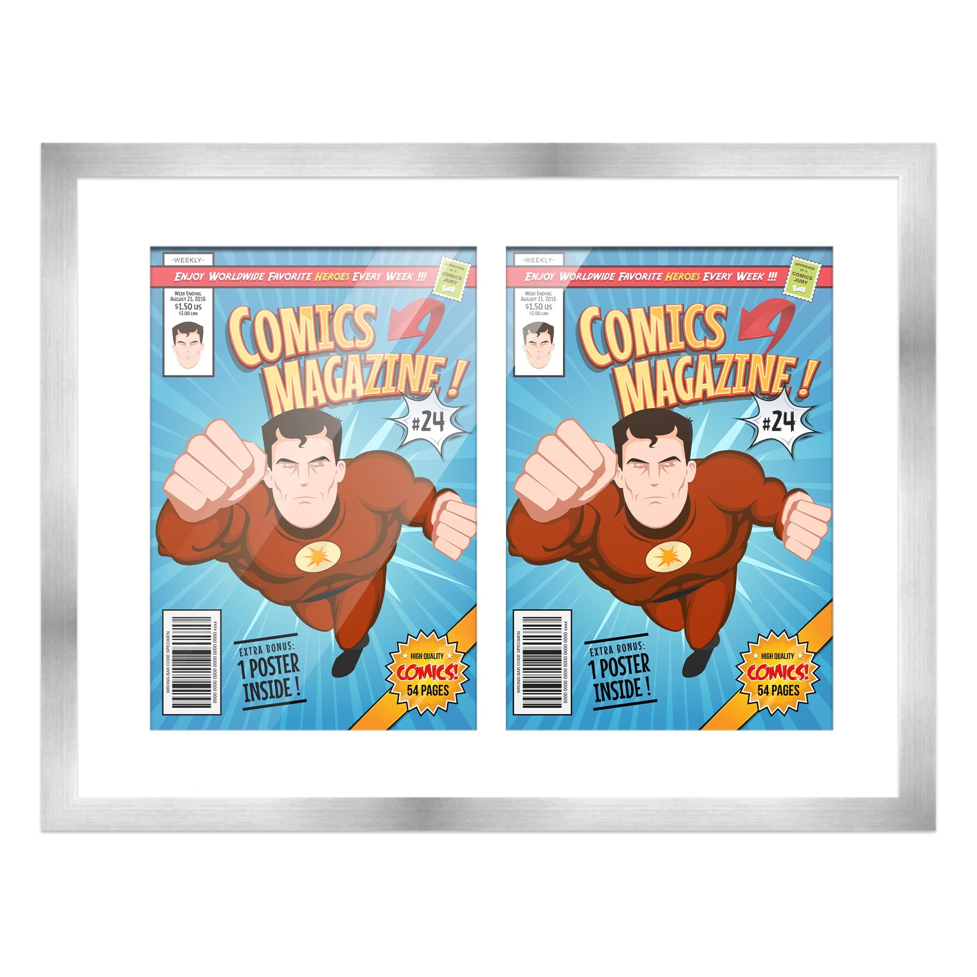 Comic Book Frame Wall Display with Mat for 2 Current Era Comics ...
