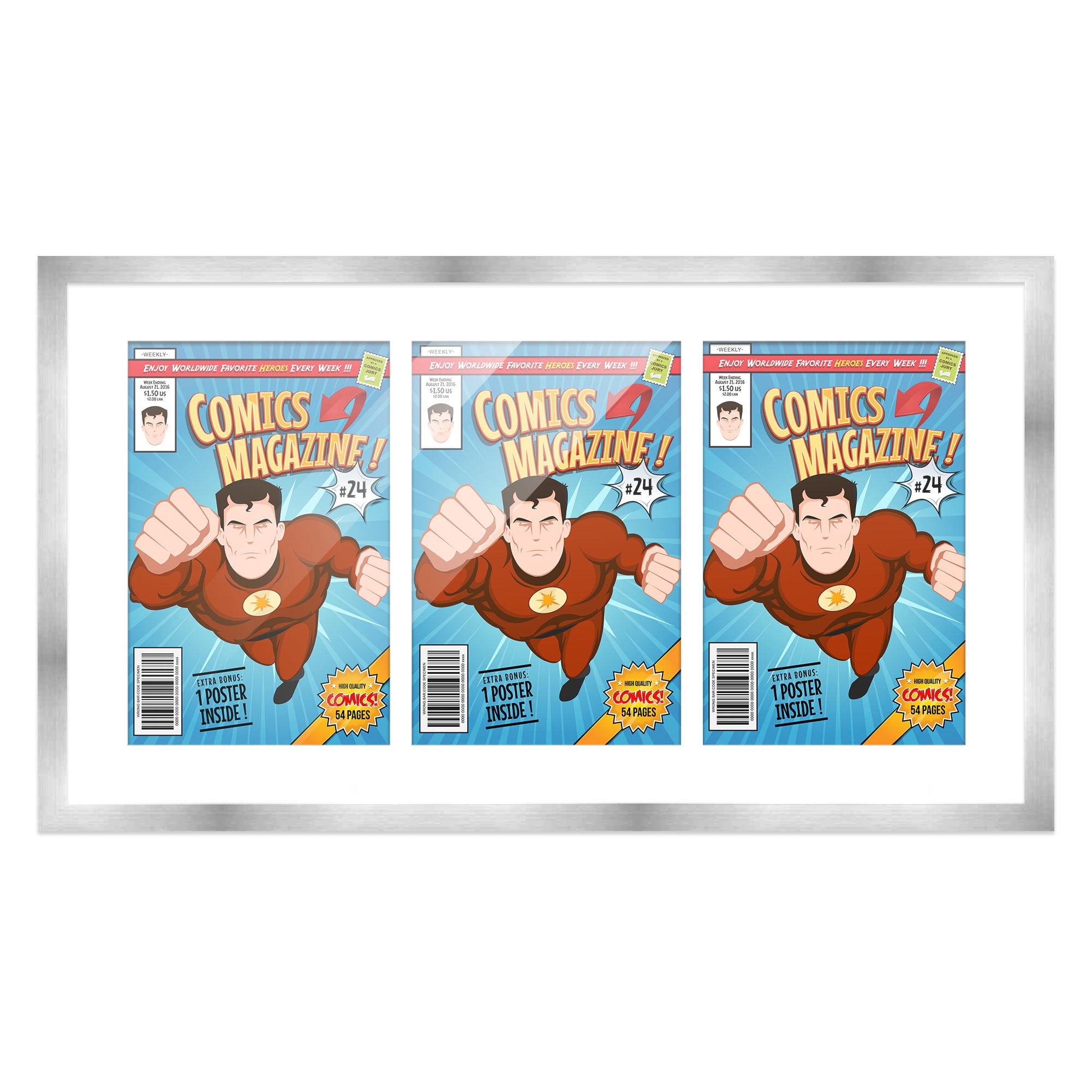 Comic Book Frame Wall Display with Mat for 3 Bronze Age Comics ...