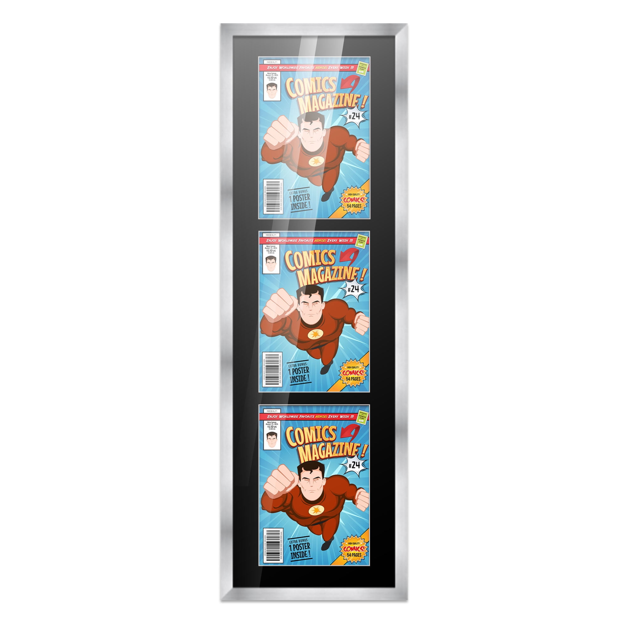 Comic Book Frame Wall Display with Mat for 3 Current Era Comics ...