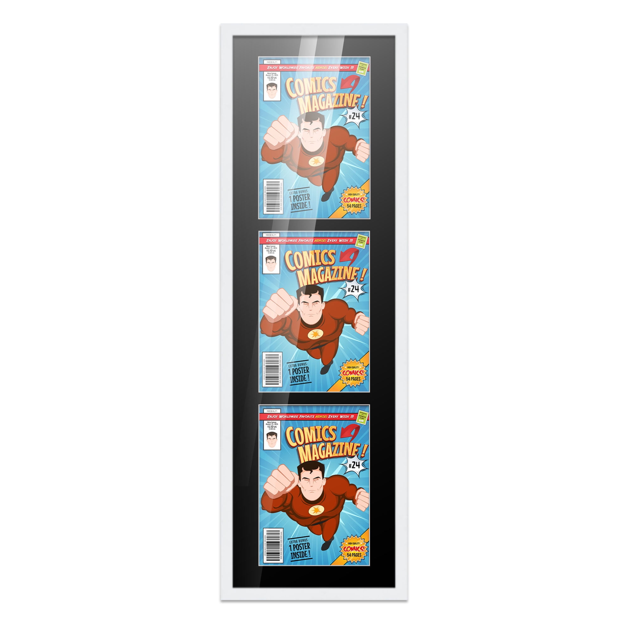Comic Book Frame Wall Display with Mat for 3 Current Era Comics ...