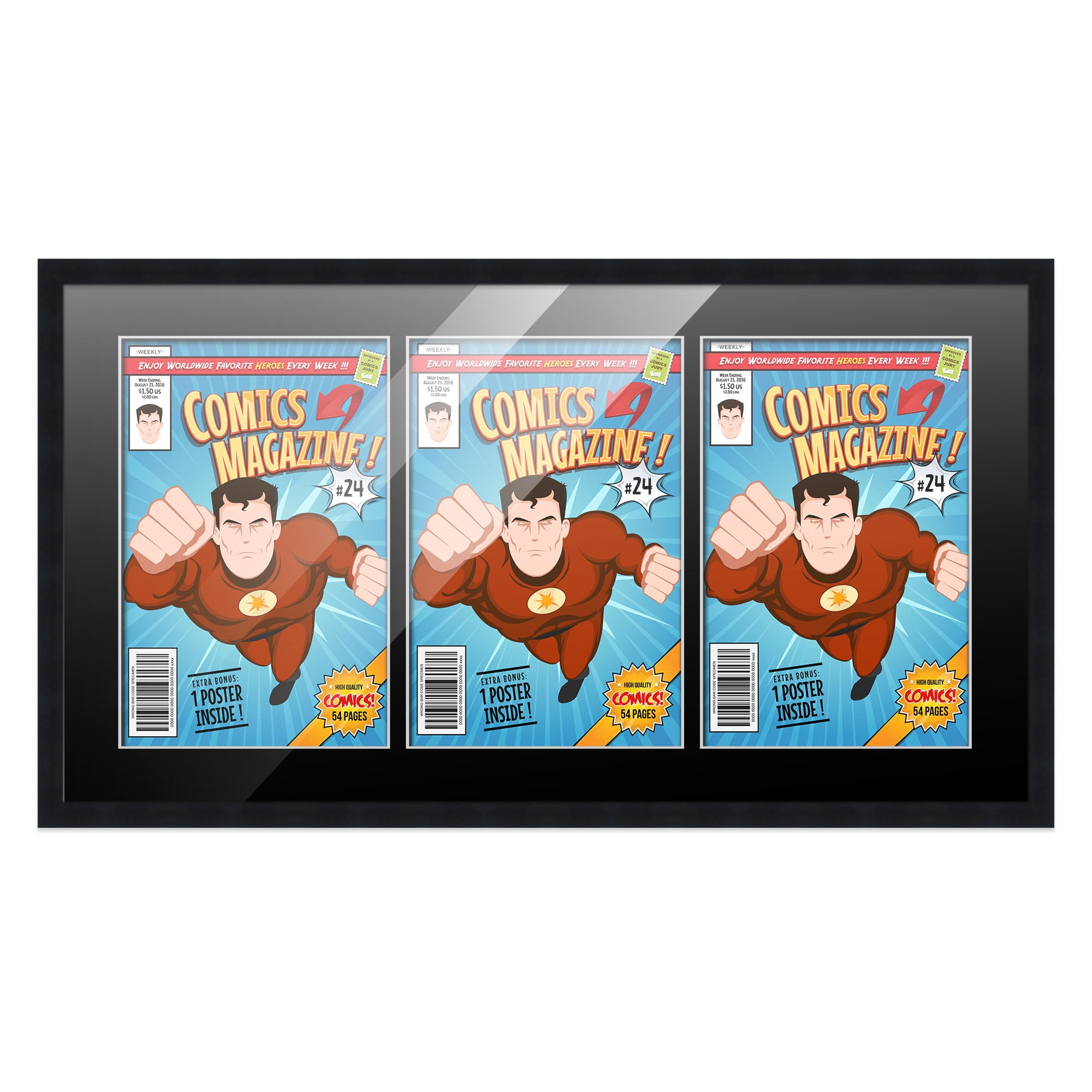Comic Book Frame Wall Display with Mat for 3 Golden Age Comics ...