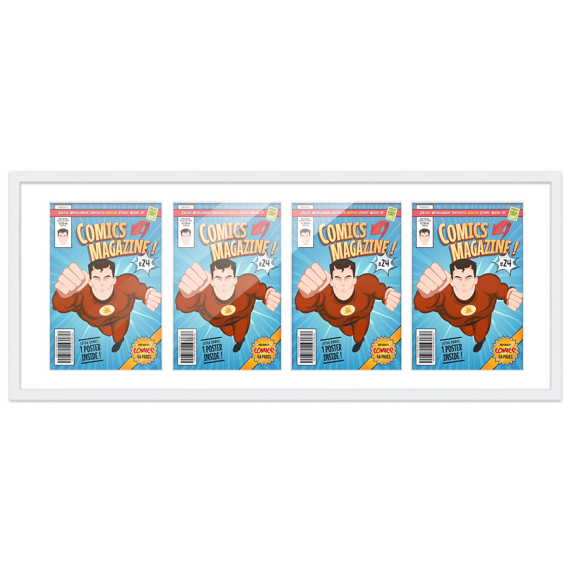 Comic Book Frame Wall Display with Mat for 4 Bronze Age Comics ...