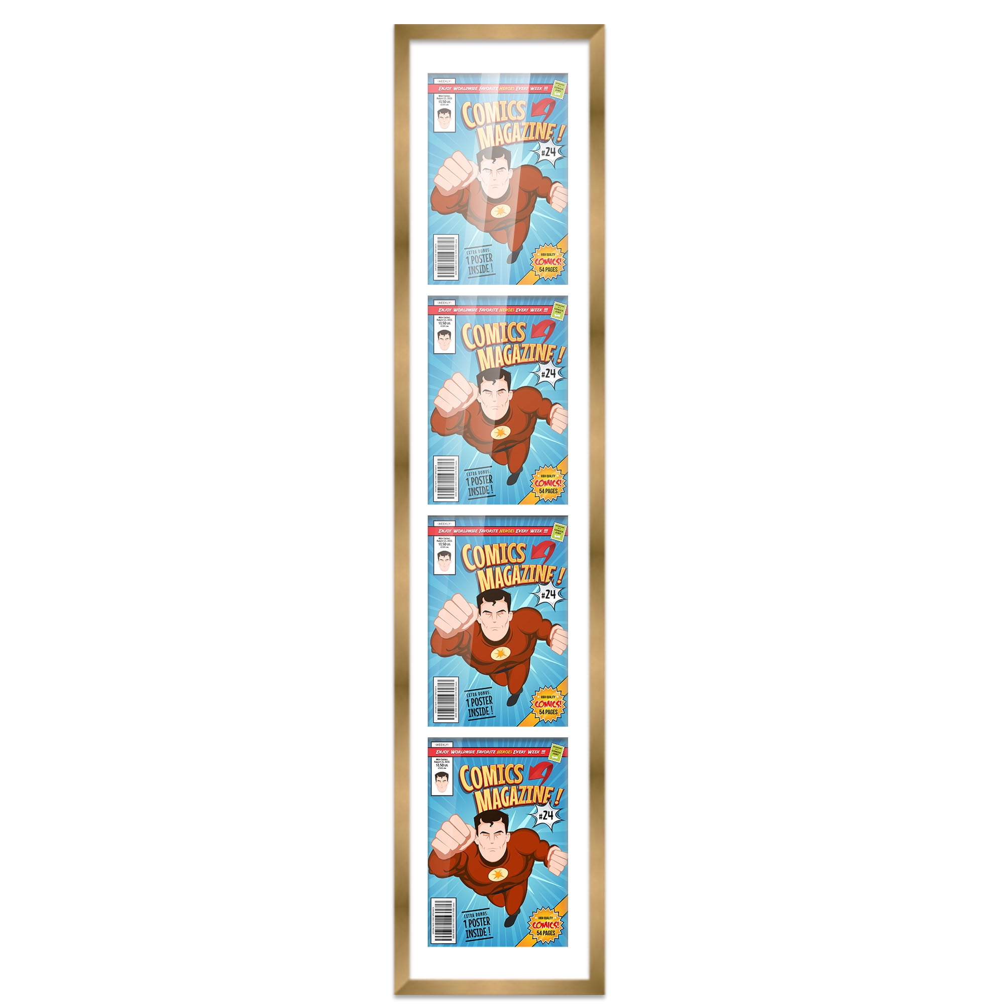 Comic Book Frame Wall Display with Mat for 4 Current Era Comics ...