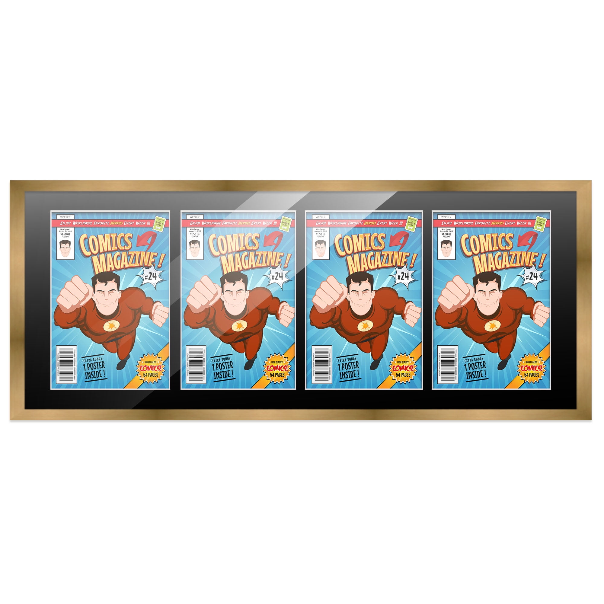 Comic Book Frame Wall Display with Mat for 4 Current Era Comics ...