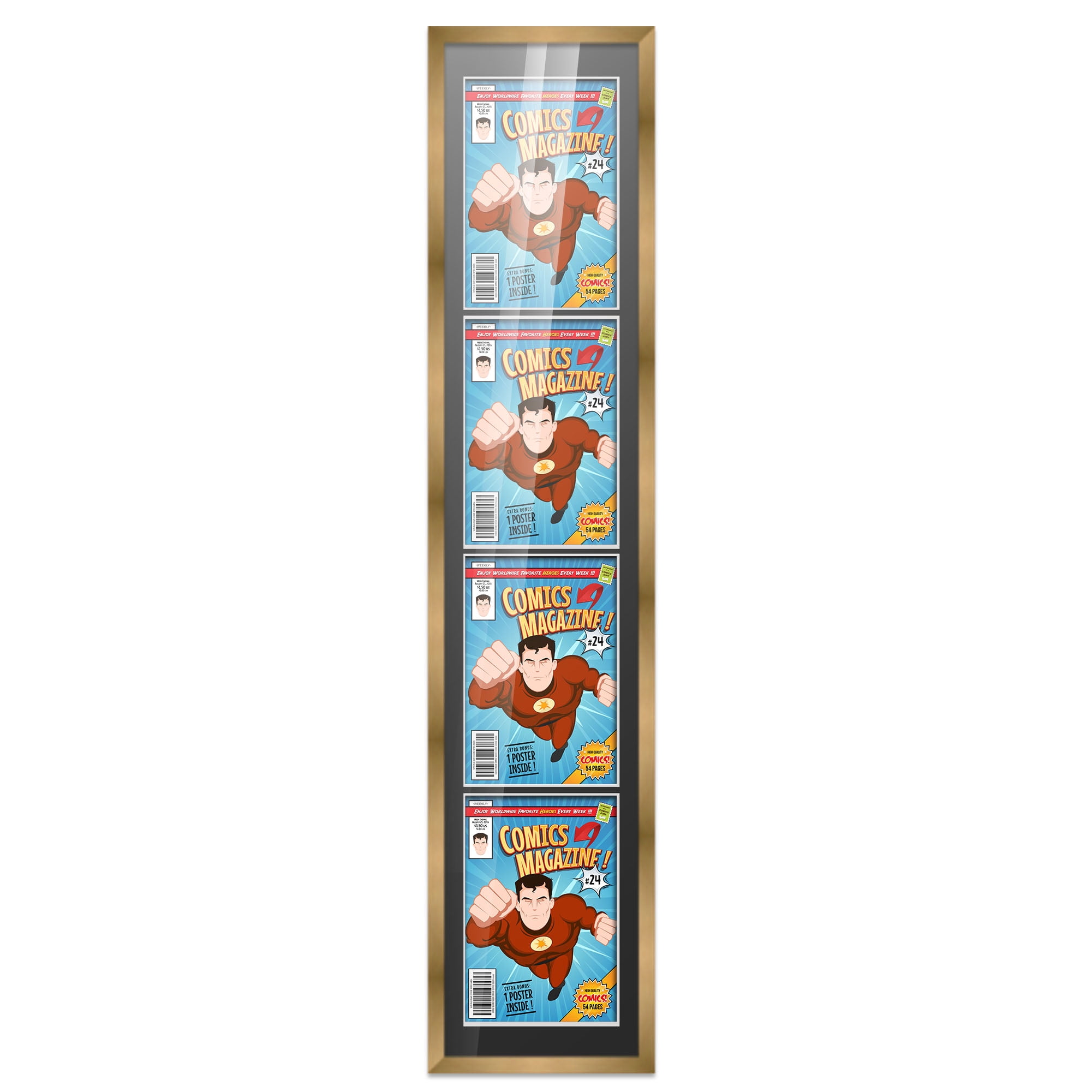 Comic Book Frame Wall Display with Mat for 4 Current Era Comics ...