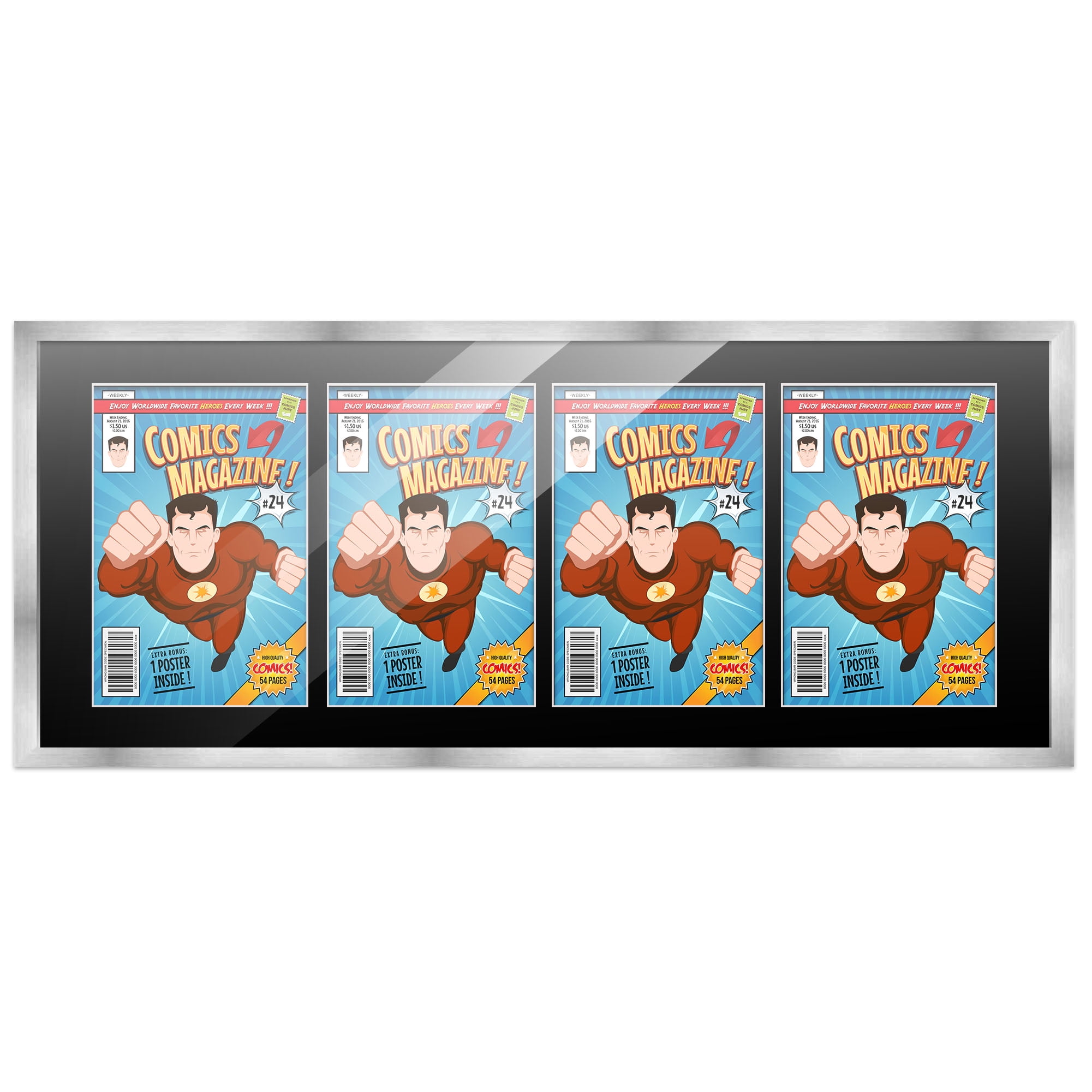 Comic Book Frame Wall Display with Mat for 4 Current Era Comics ...