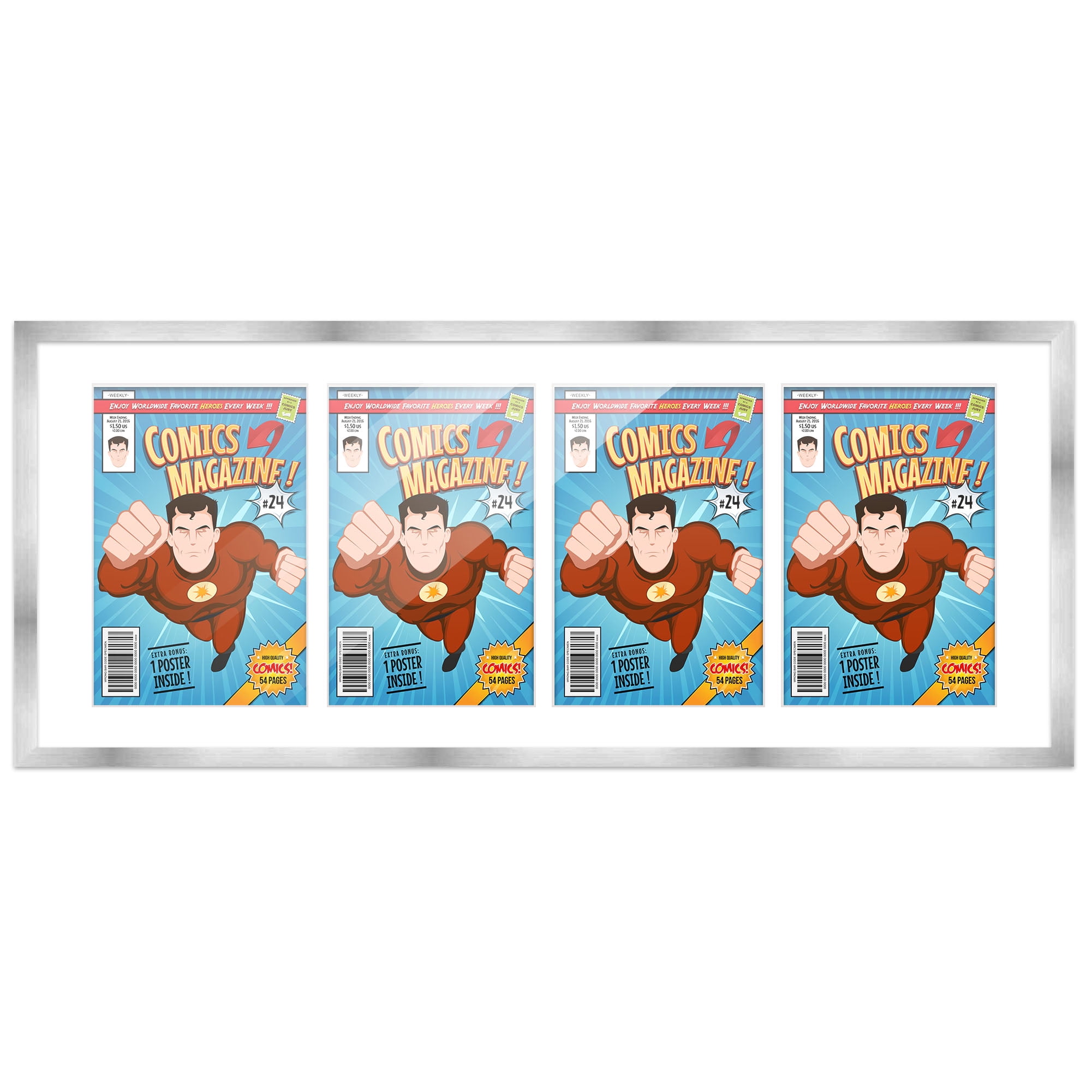 Comic Book Frame Wall Display with Mat for 4 Silver Age Comics ...