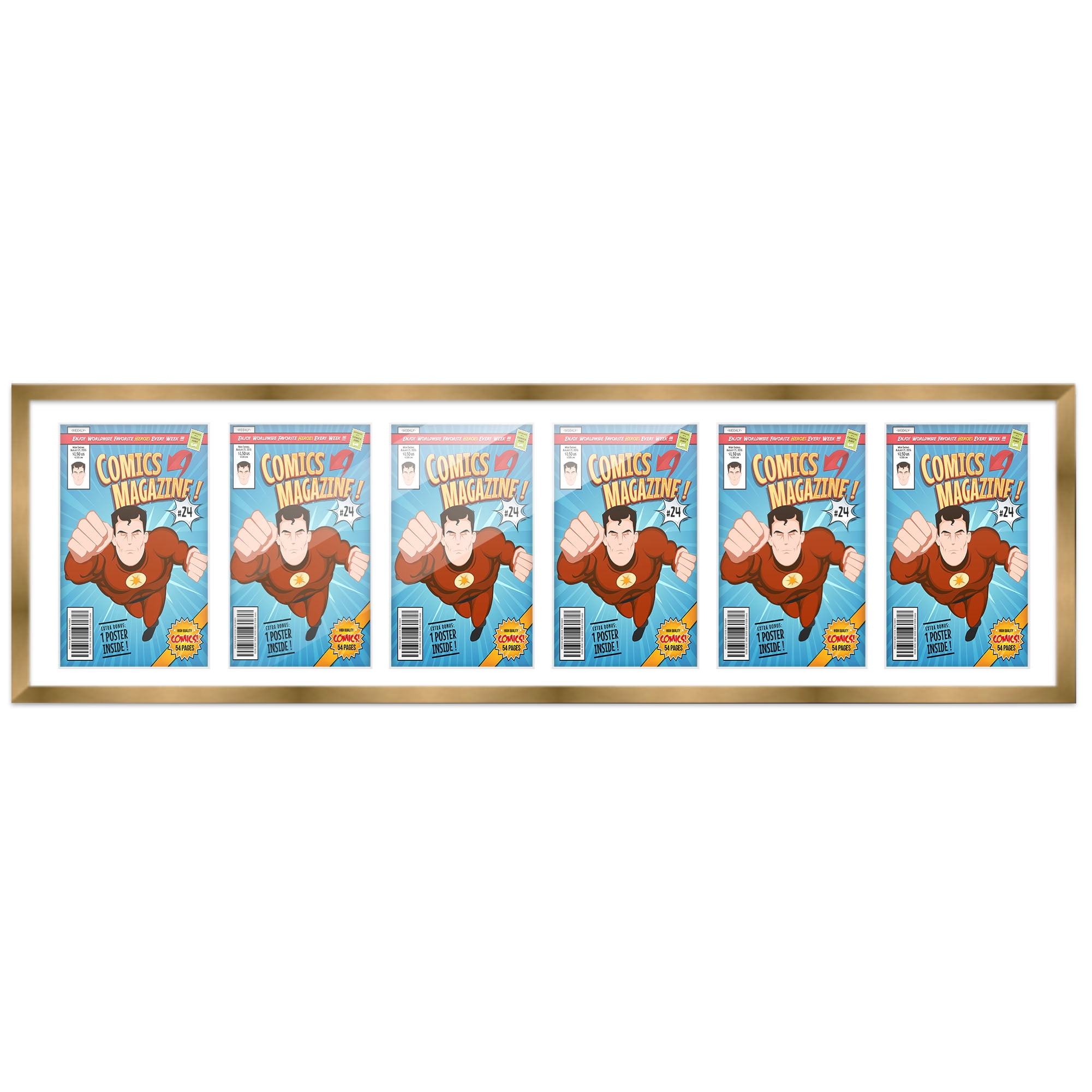 Comic Book Frame Wall Display with Mat for 6 Bronze Age Comics ...