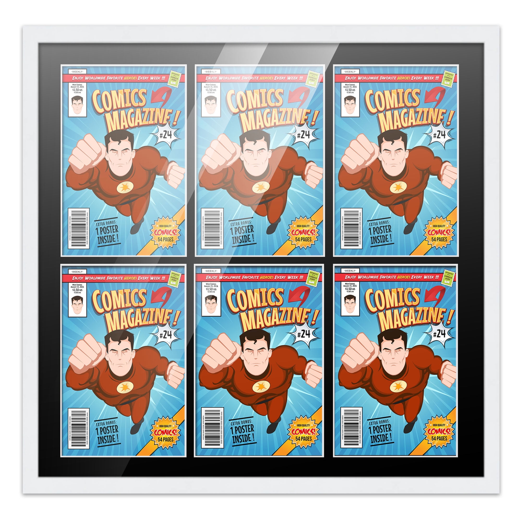 Comic Book Frame Wall Display with Mat for 6 Golden Age Comics ...