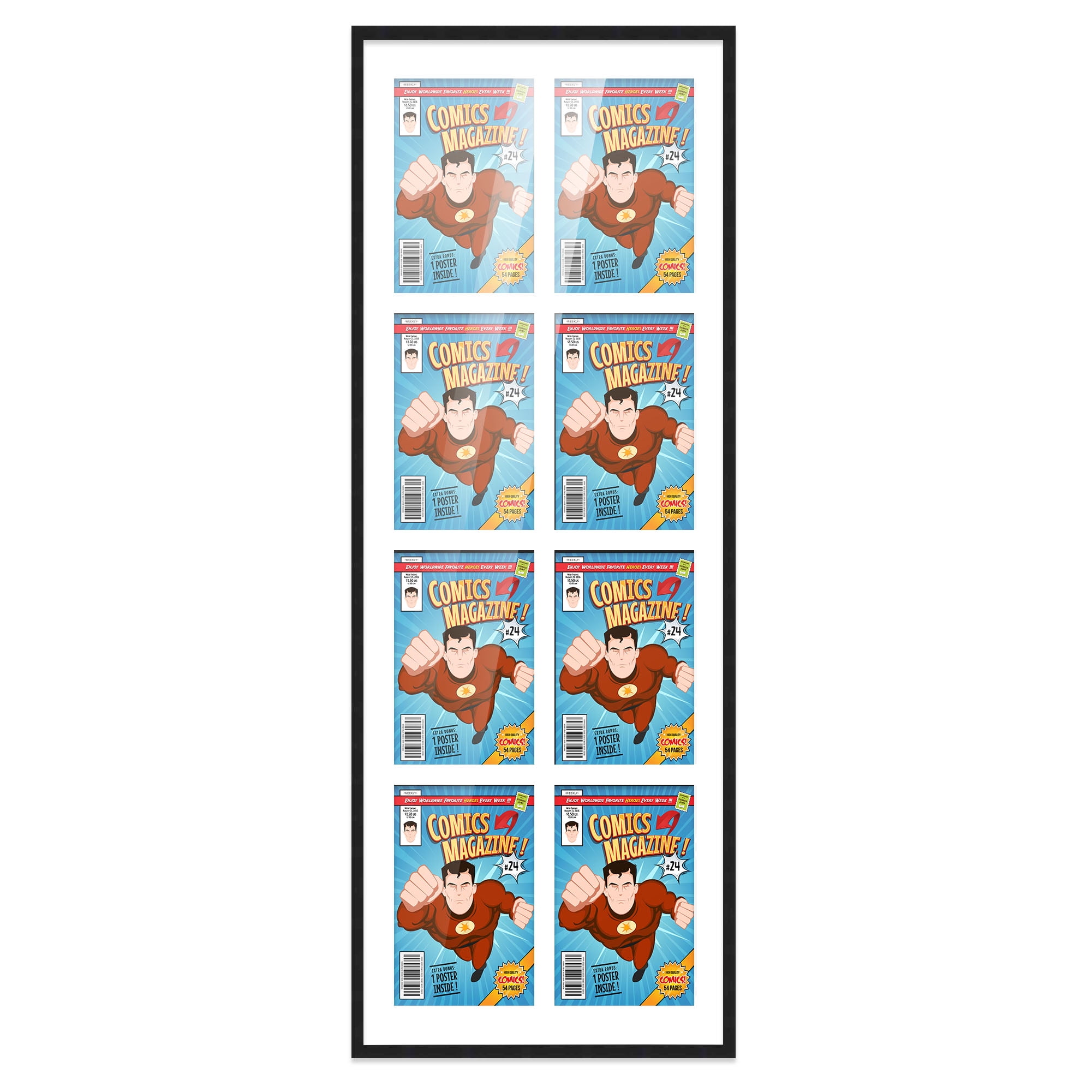 Comic Book Frame Wall Display with Mat for 8 Current Era Comics ...