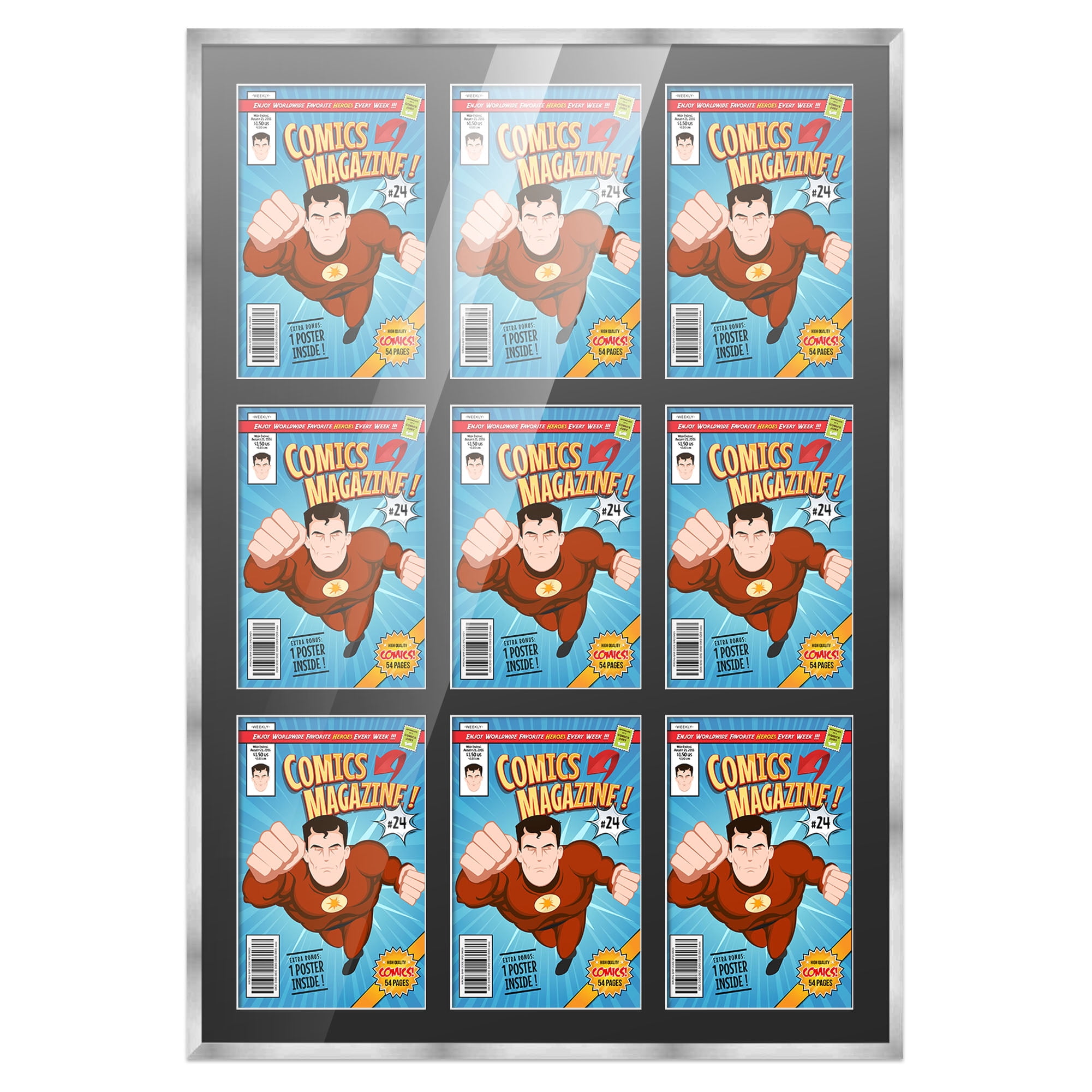 Comic Book Frame Wall Display with Mat for 9 Current Era Comics ...