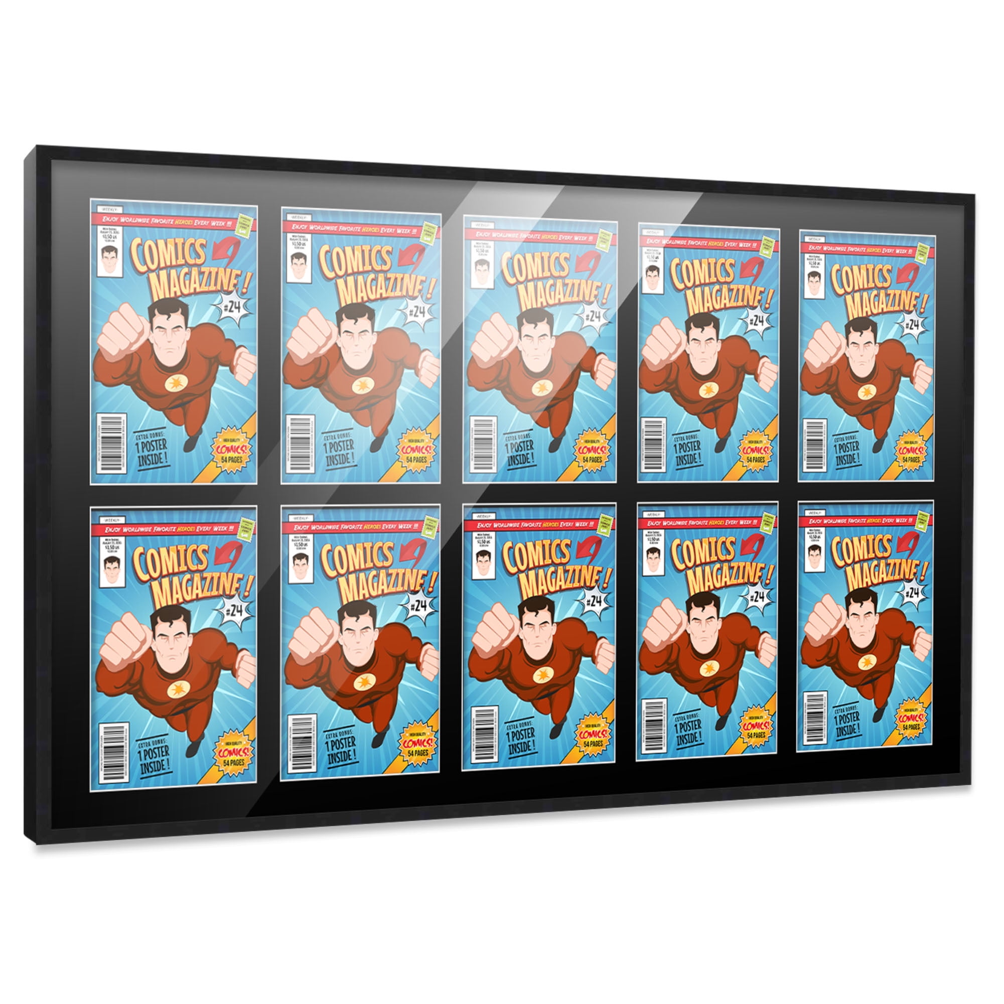 Comic Book Frame with Mat for 10 Current Era Comics Published After ...