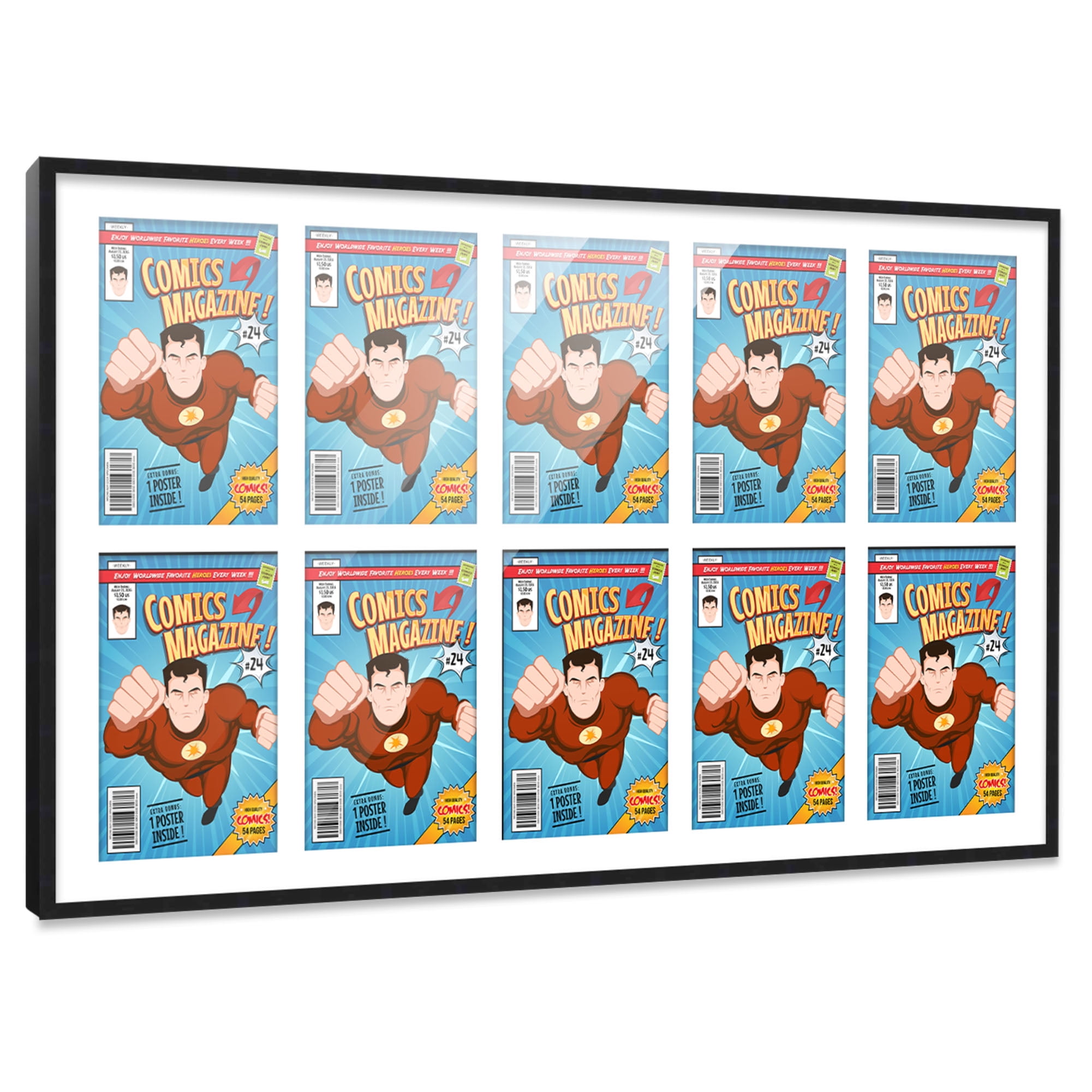 Comic Book Frame with Mat for 10 Current Era Comics Published After ...