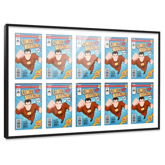 Comic Book Frame with Mat for 10 Current Era Comics Published After ...