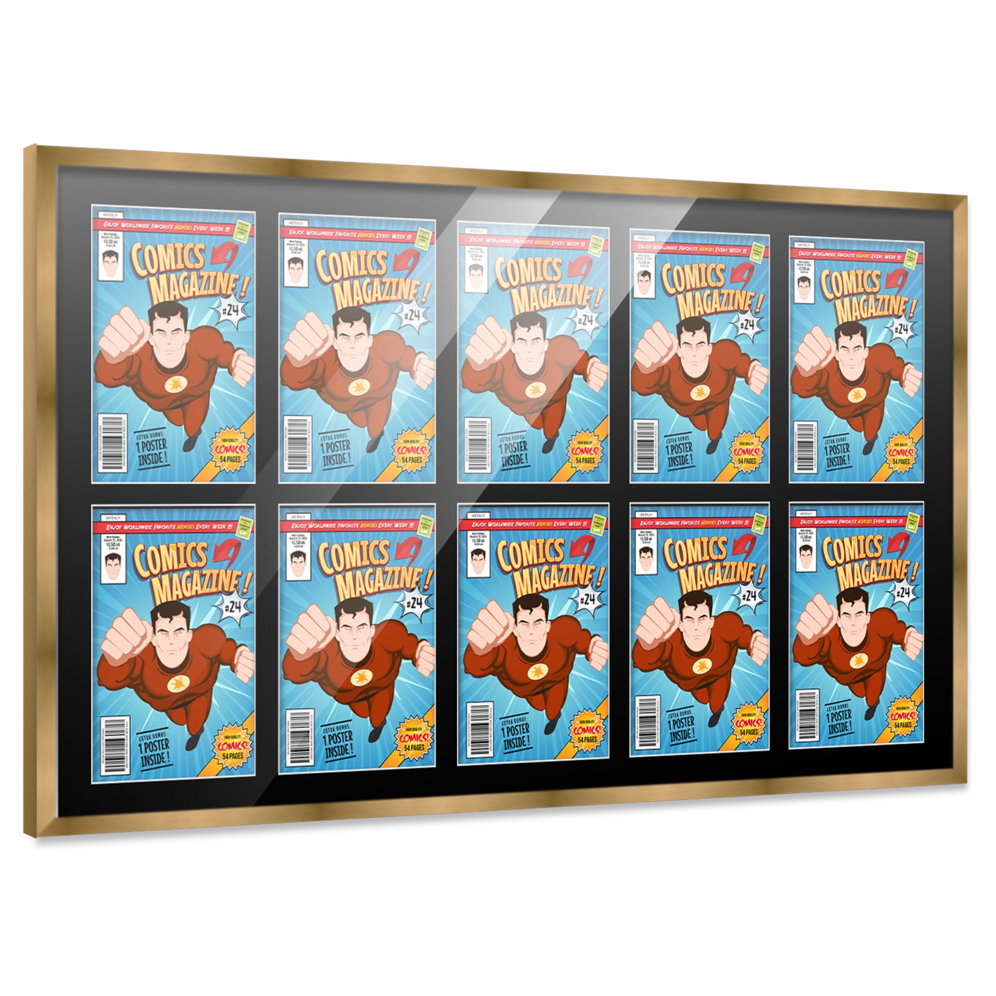 Comic Book Frame with Mat for 10 Current Era Comics Published After ...