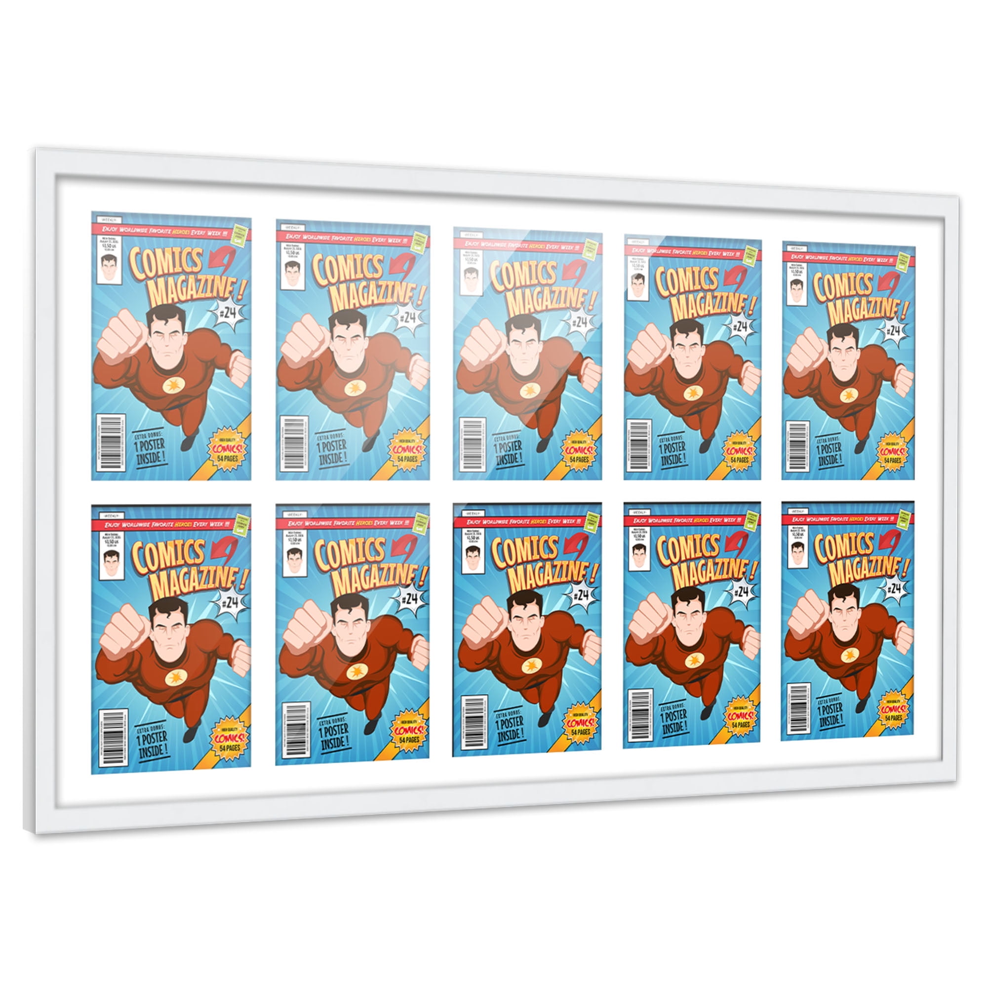Comic Book Frame with Mat for 10 Current Era Comics Published After ...