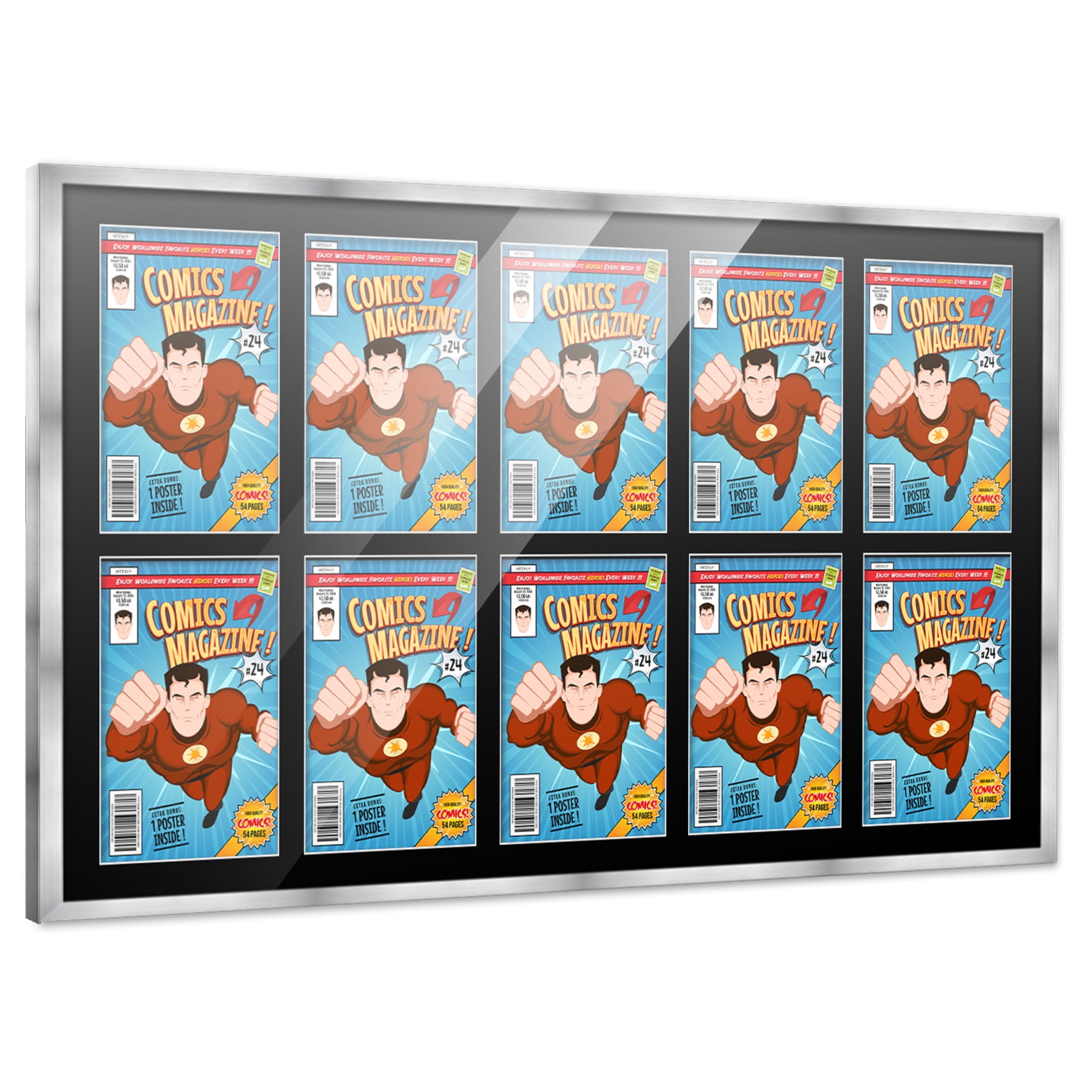 Comic Book Frame with Mat for 10 Silver Age Comics Published 1956-1970 ...
