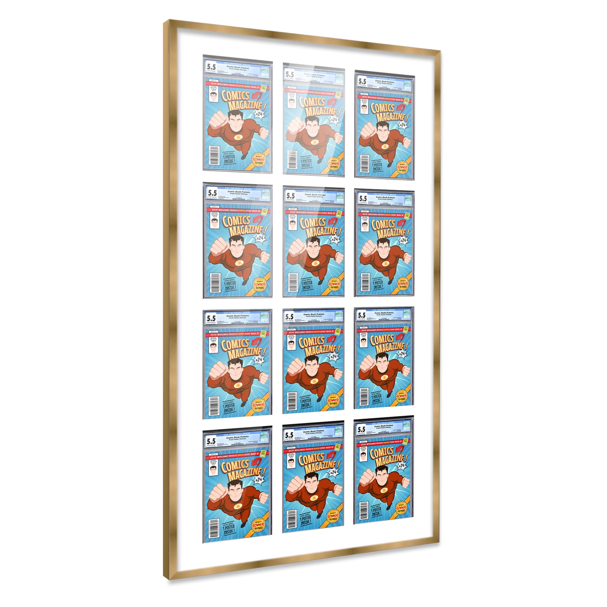 Comic Book Frame with Mat for 12 CGC, CBCS OR PGX Graded Comics ...
