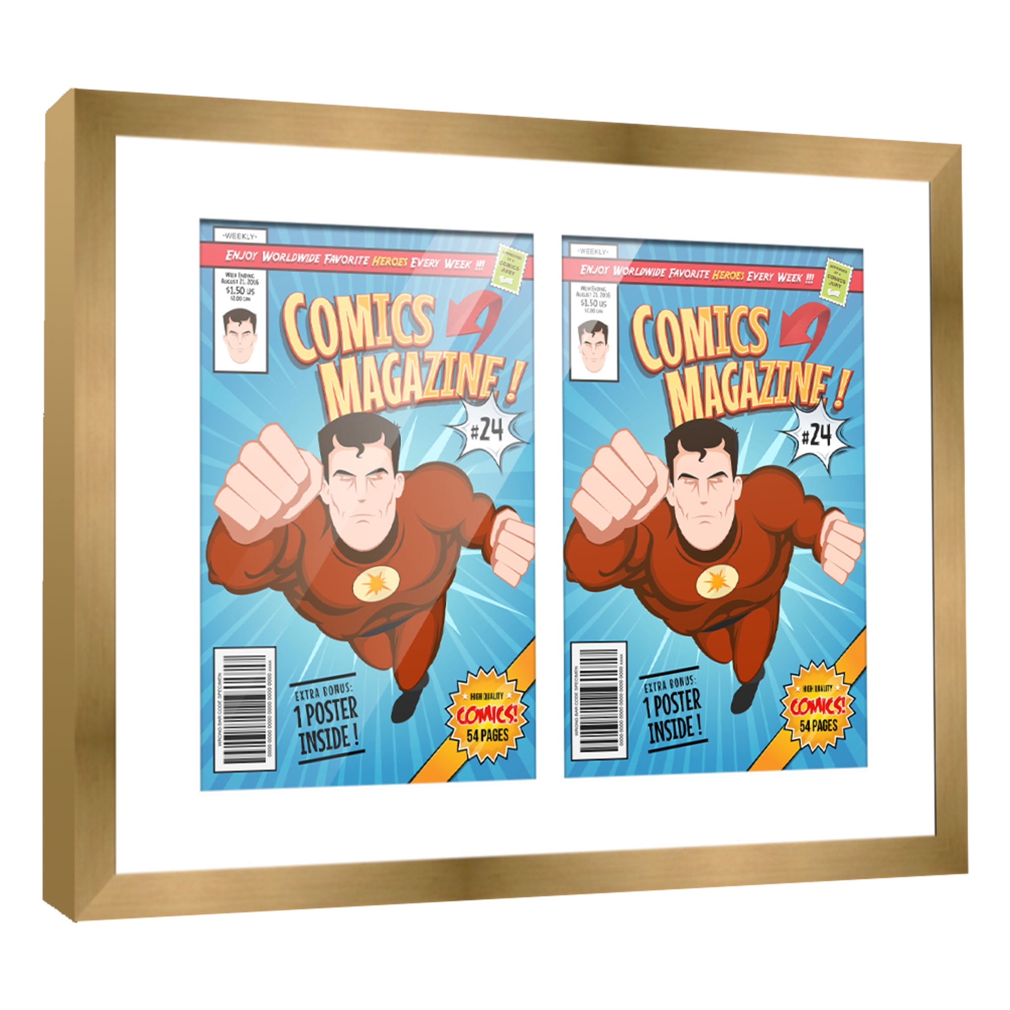 Comic Book Frame with Mat for 2 Golden Age Comics Published 1938-1956 ...