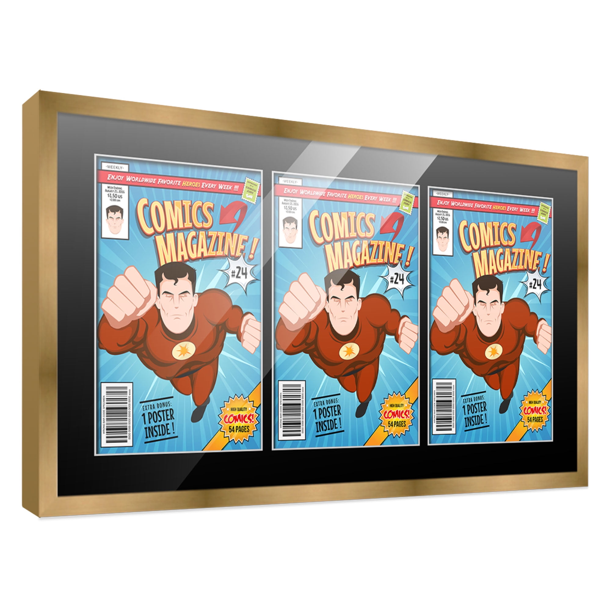 Comic Book Frame with Mat for 3 Current Era Comics Published After 1985 ...