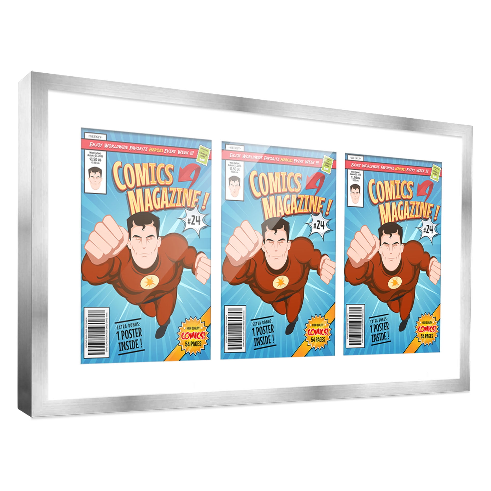 Comic Book Frame with Mat for 3 Current Era Comics Published After 1985 ...