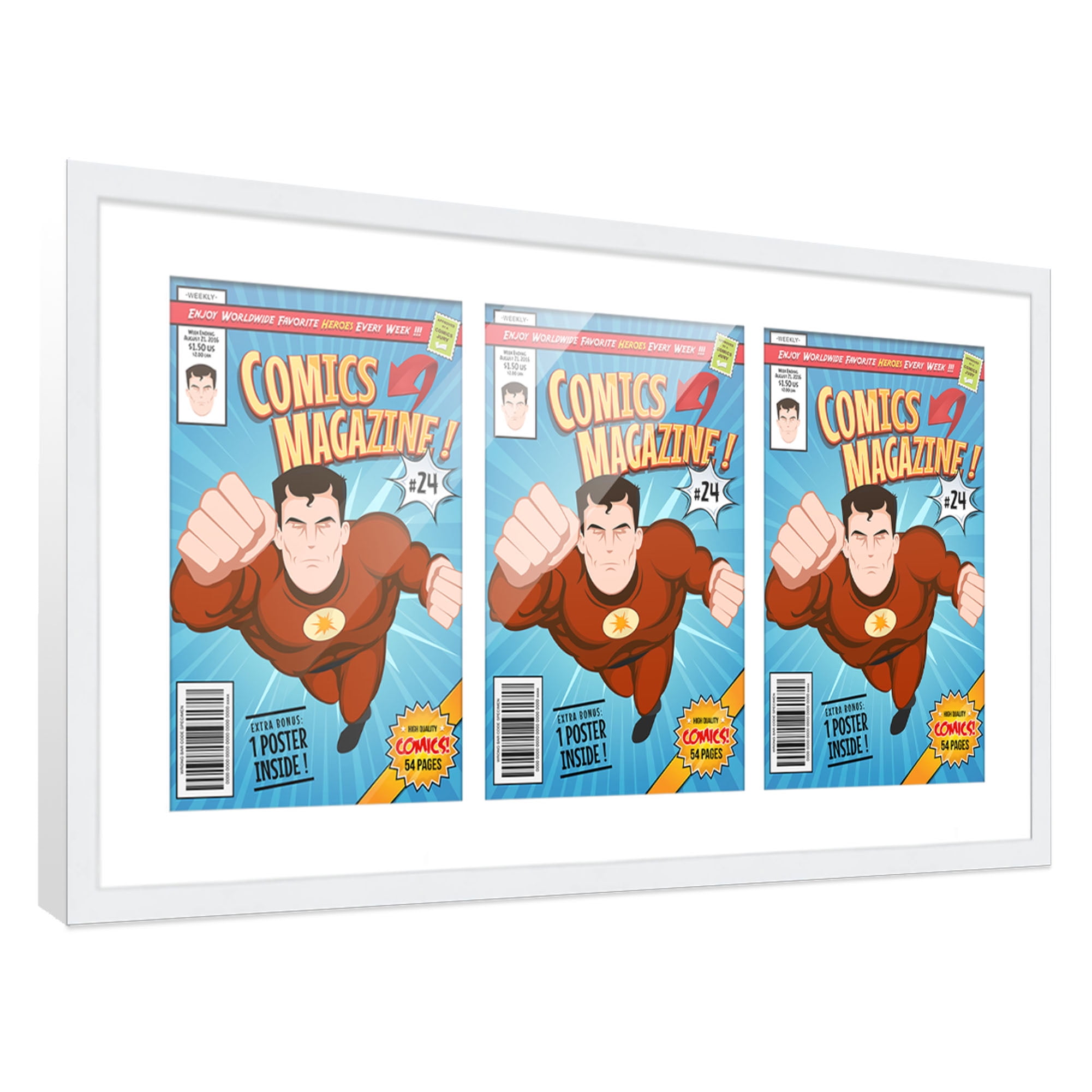 Comic Book Frame with Mat for 3 Current Era Comics Published After 1985 ...