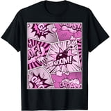Comic Book Pink Color Graphic T-Shirt - Walmart.com