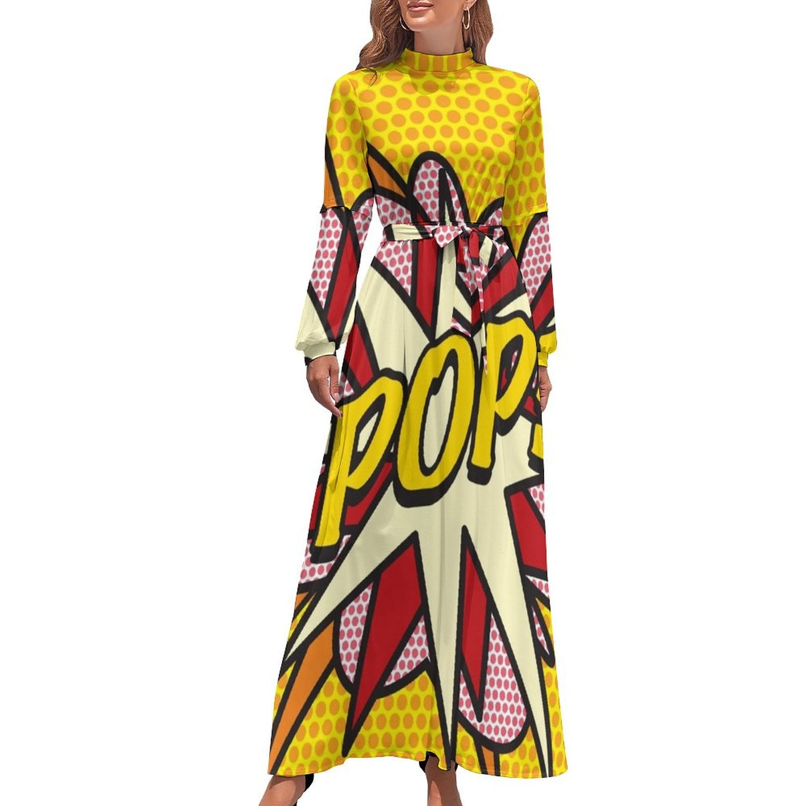 Comic Book Pop Art Cool Retro Trendy Long Dress Female clothing luxury ...
